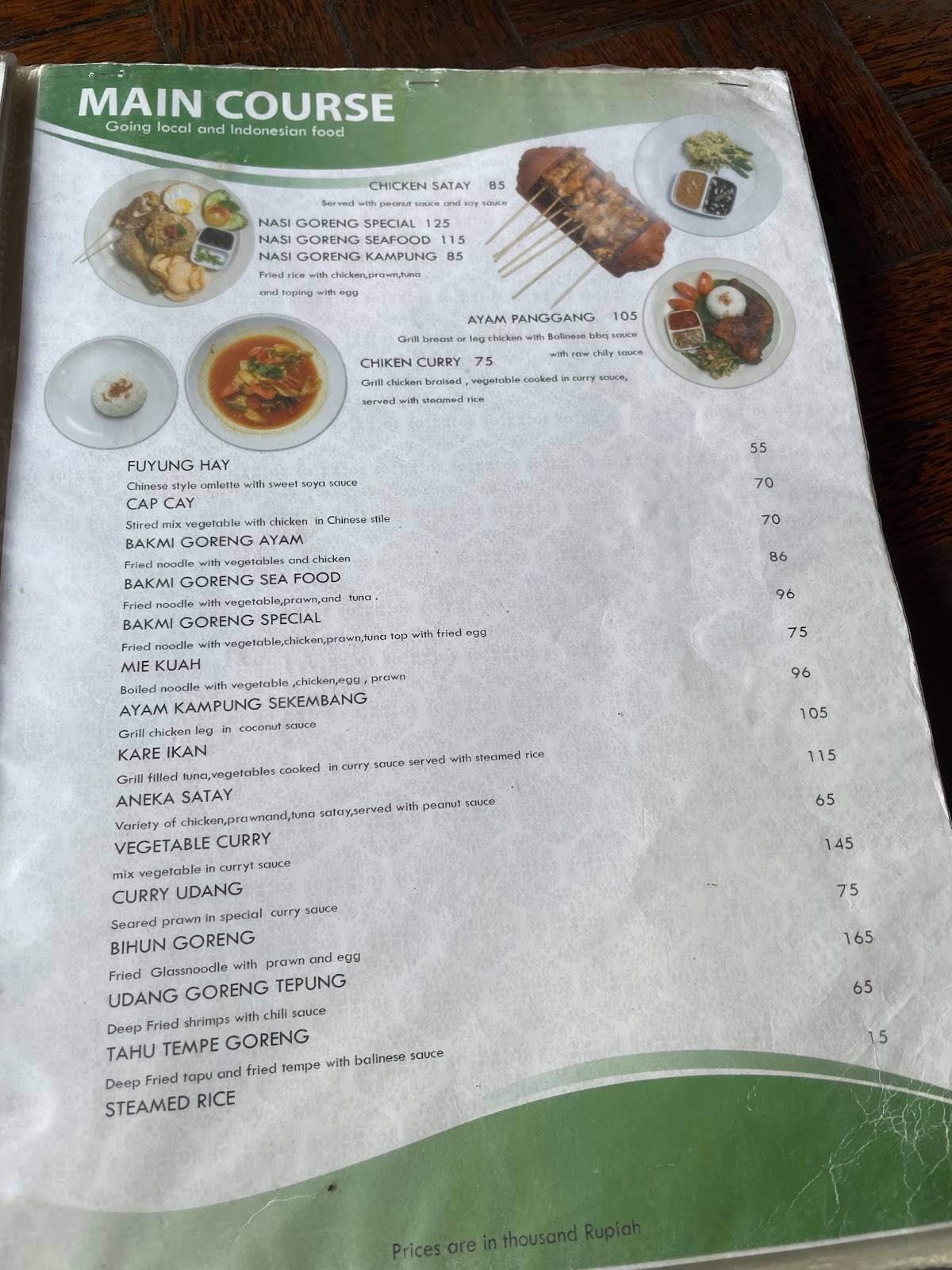 Menu at Restoran Bebek Joni restaurant, Peliatan
