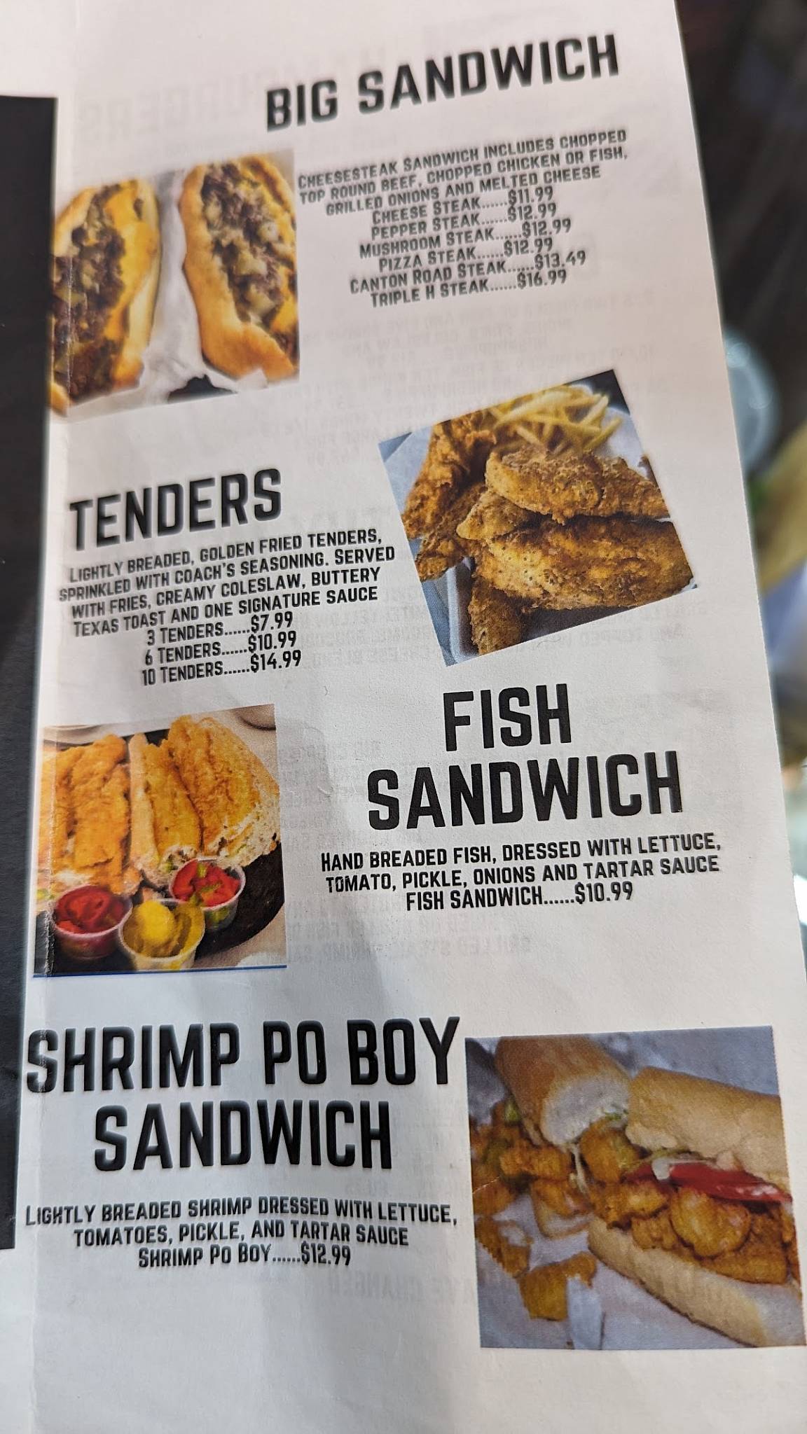Menu at Big Fish and Chicken restaurant, Marietta