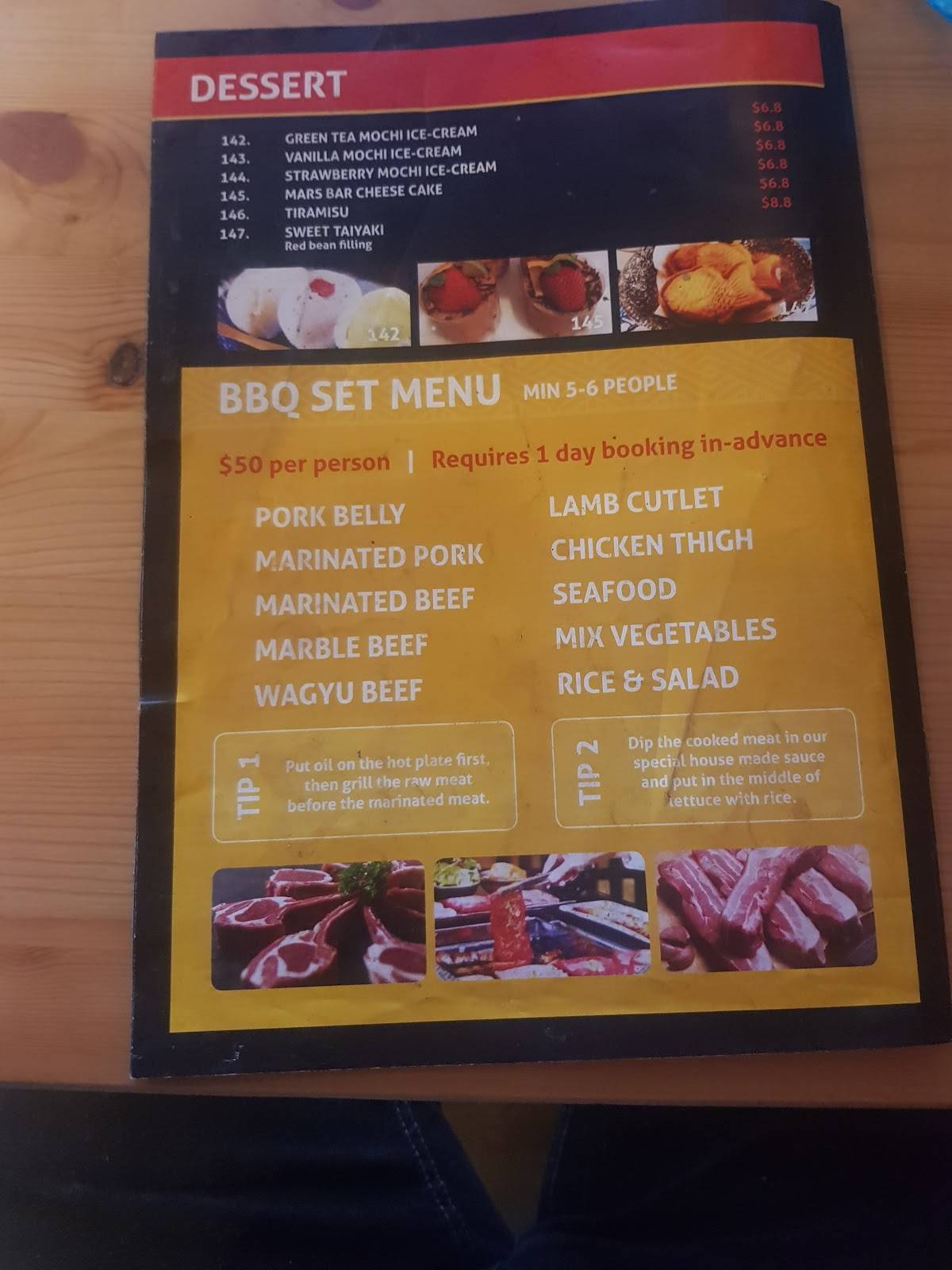 Menu at Bing’s Nomiya restaurant, Mackay