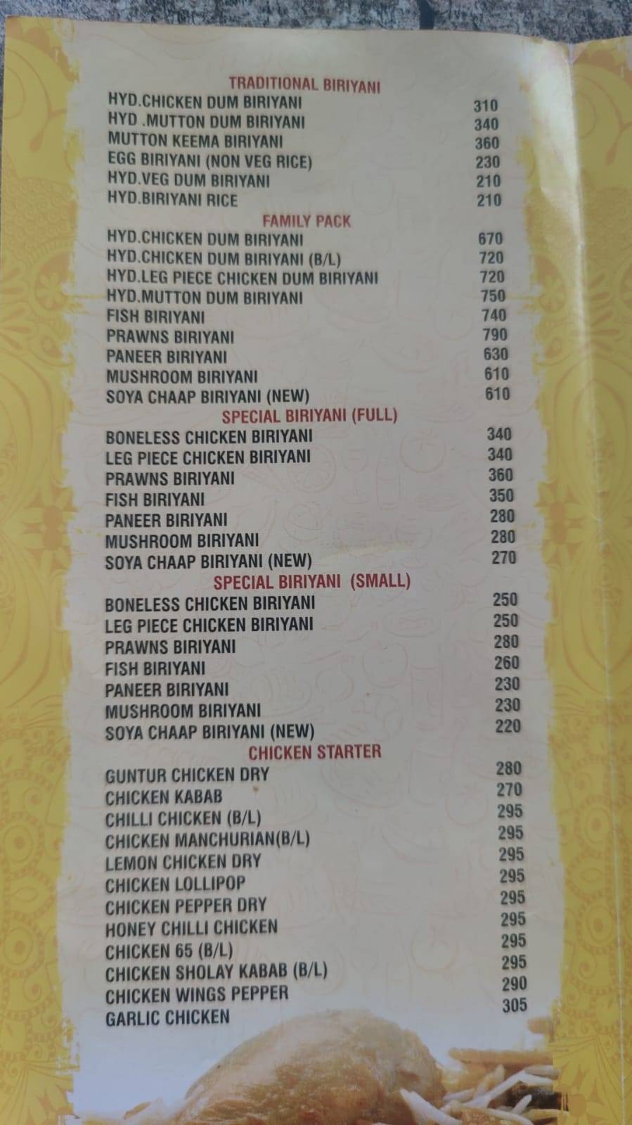 Menu at Biryani Zest, Vignan Nagar, Doddanekkundi, Hyderabadi Dum ...