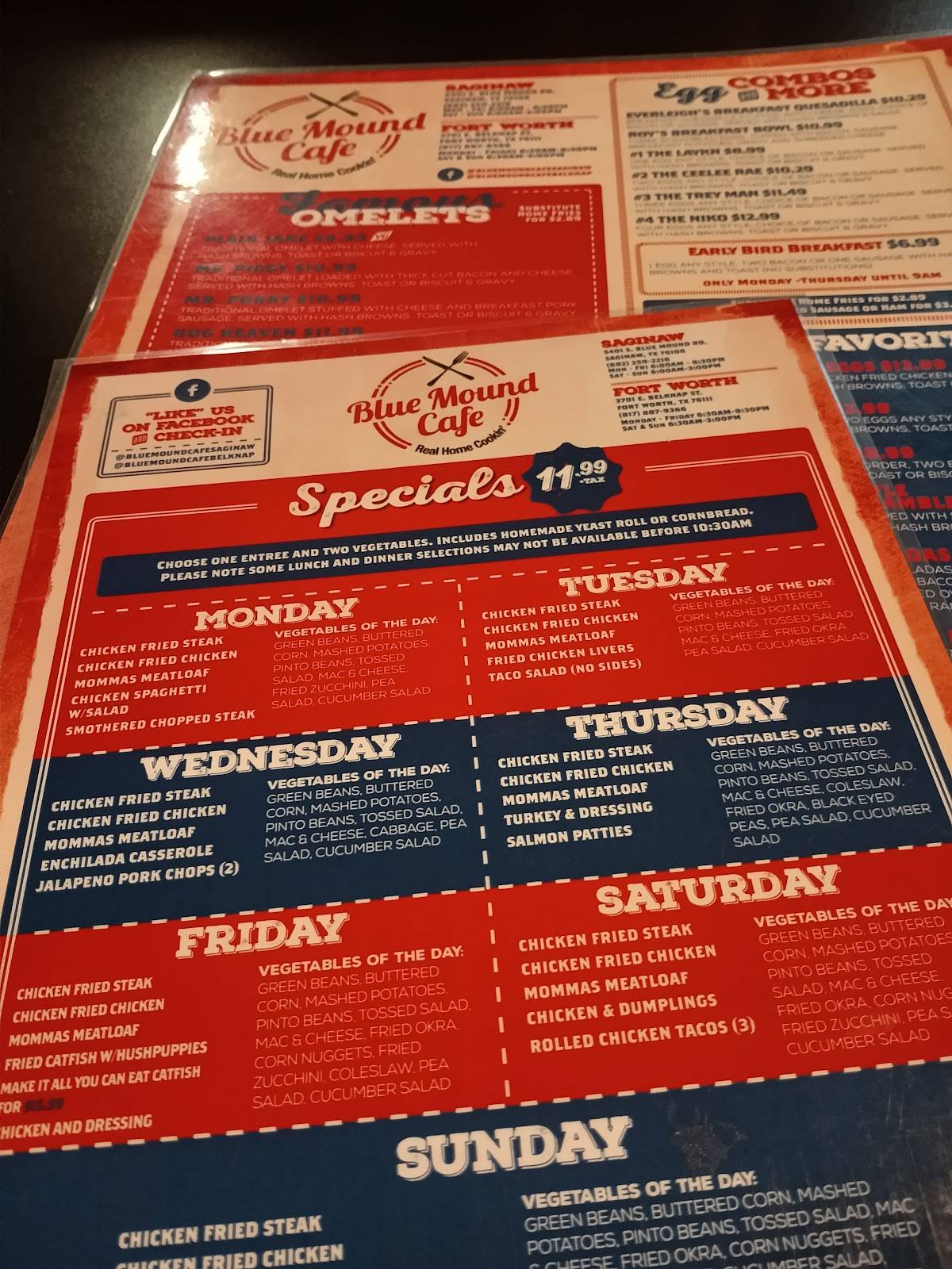 Menu at Blue Mound Cafe - Belknap, Fort Worth