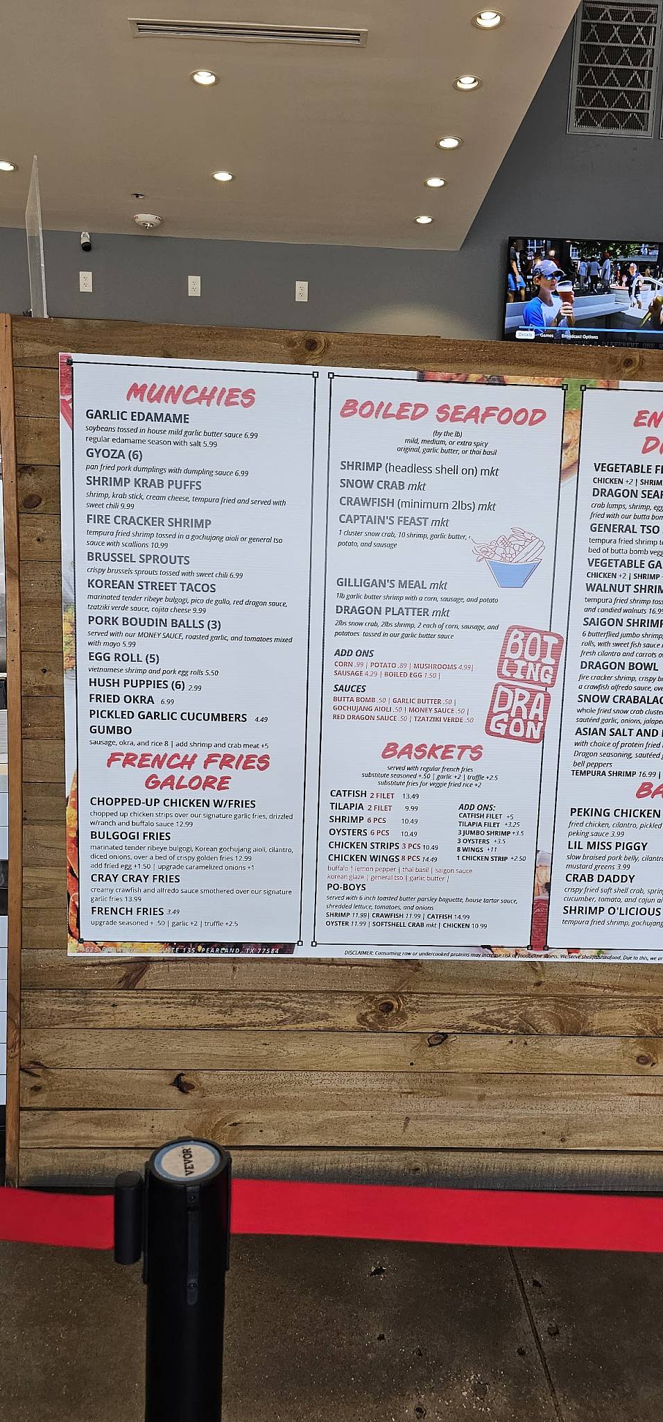 Menu at Boiling Dragon restaurant, Pearland