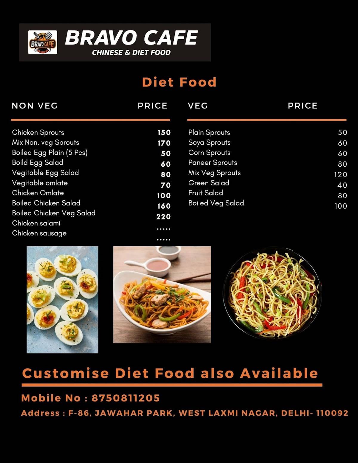 Menu at Bravo Cafe, New Delhi