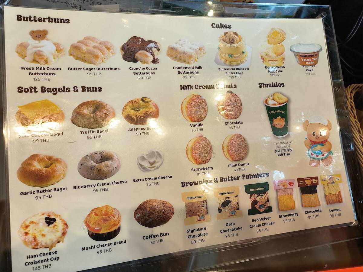 Menu at Butterbear Cafe EmSphere, Bangkok