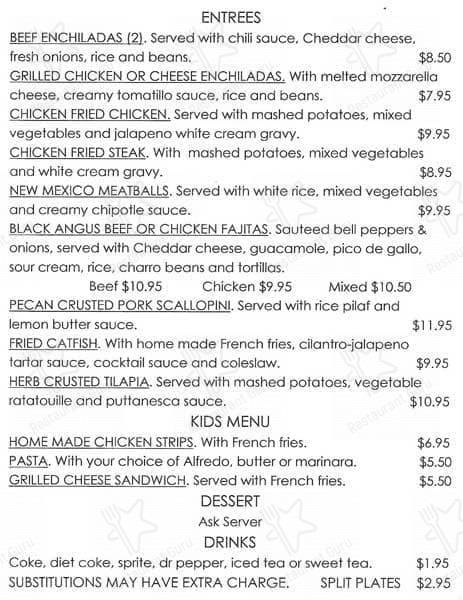 Menu at Cactus Grill restaurant, Meridian