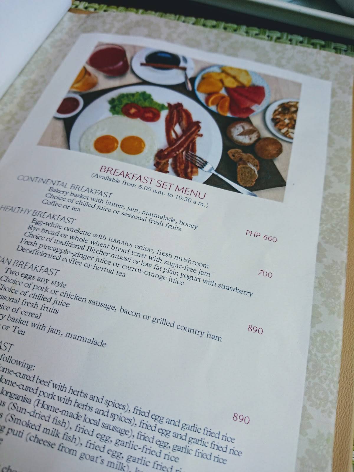 Menu at Cafe Ilang-Ilang, Manila