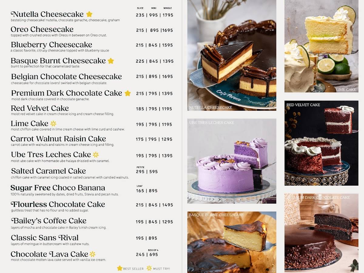 Menu at Cafe Perene, Quezon City
