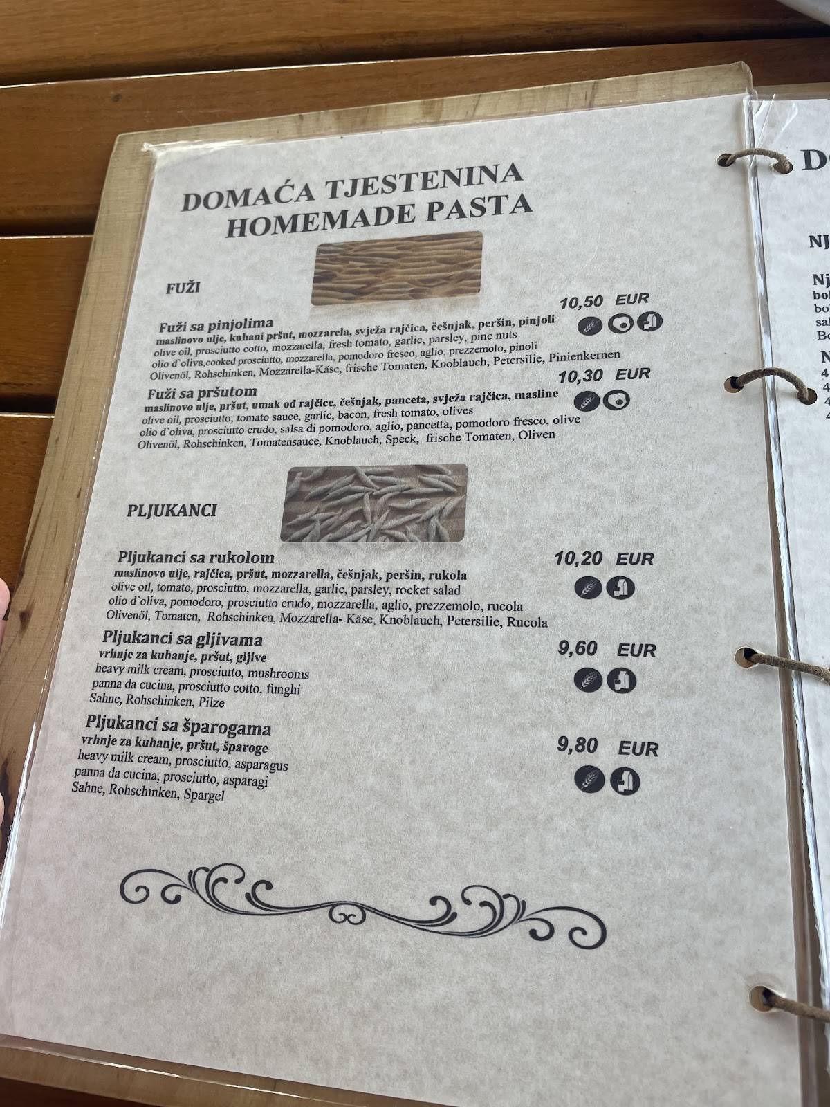 Menu at Caffe bar i pizzeria ALTO, Karojba