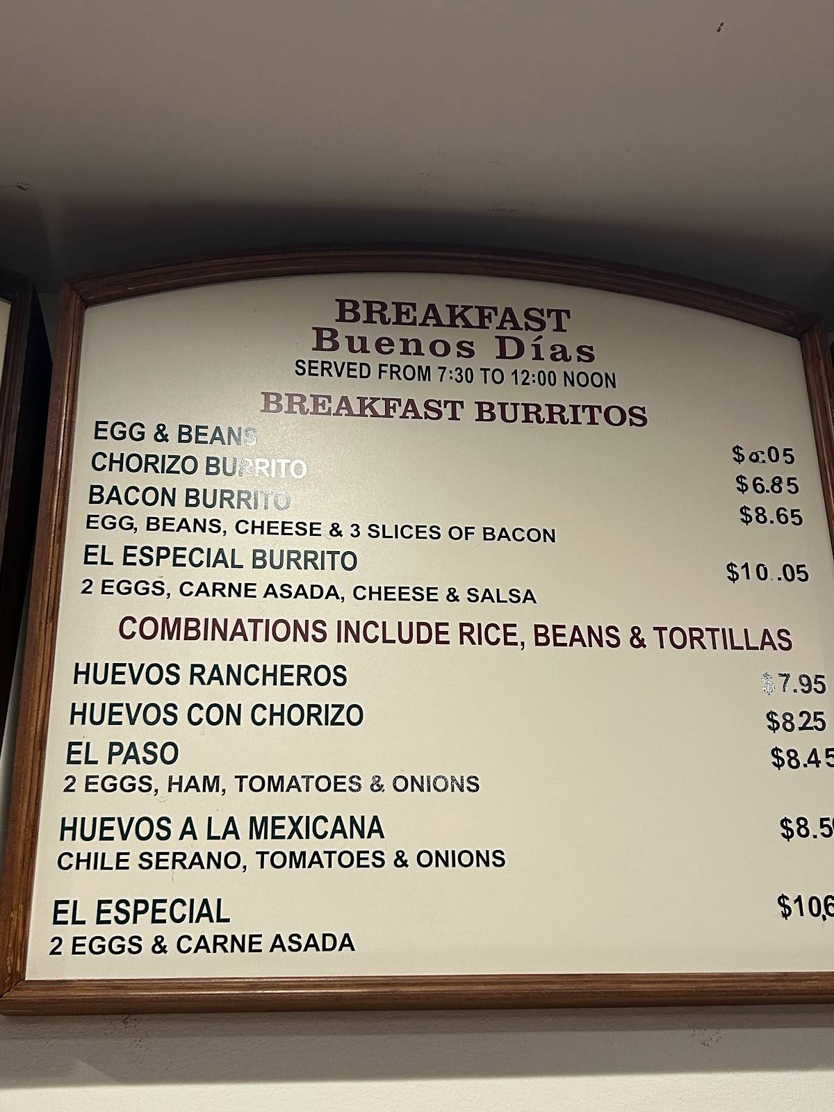 Menu at Campos Famous Burritos restaurant, Simi Valley