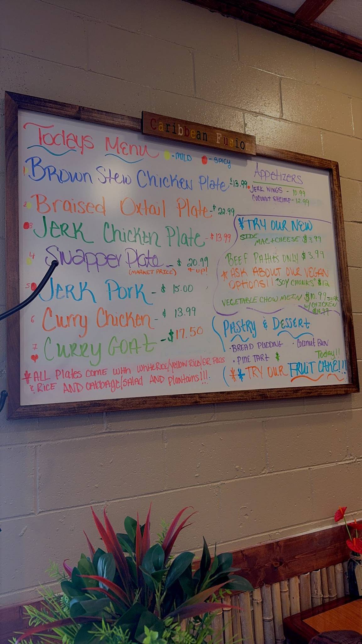 Menu at Caribbean Fusion Restaurant and Grocery, Simpsonville