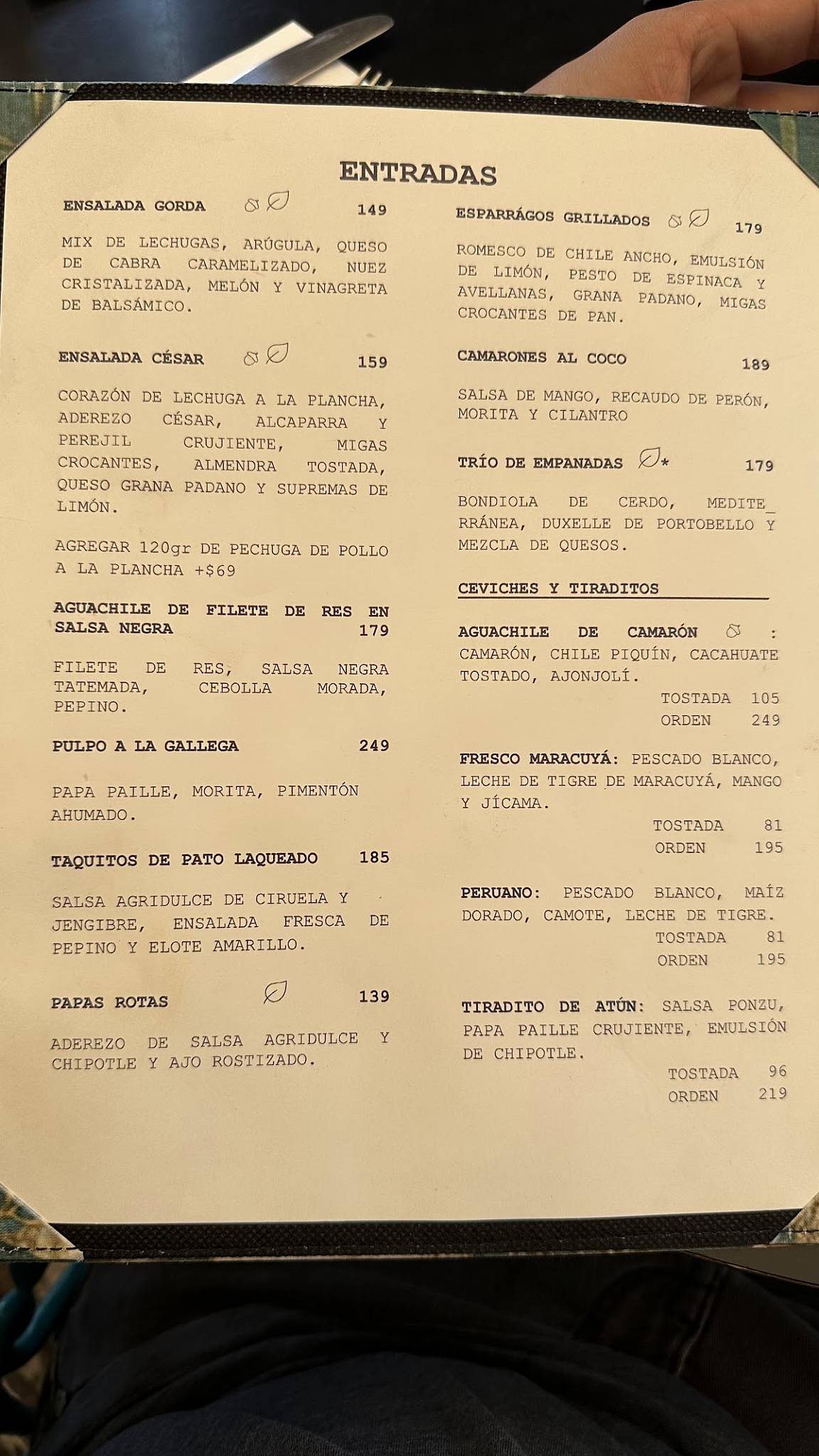 Carta de Chango Restaurante, Morelia, Sor Juana Ines de la Cruz No.129 ...