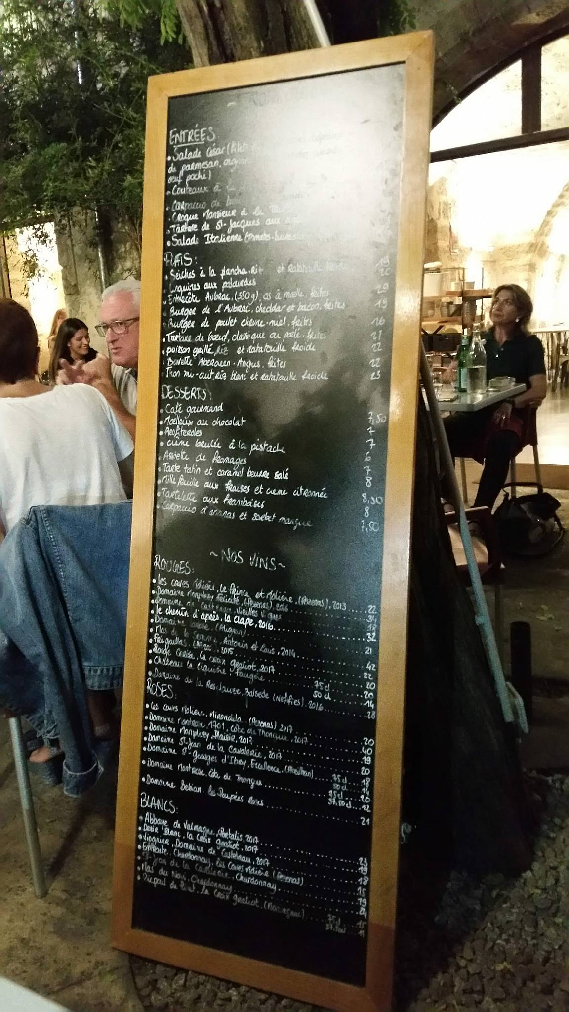 Menu at Chez Paul restaurant, Pézenas