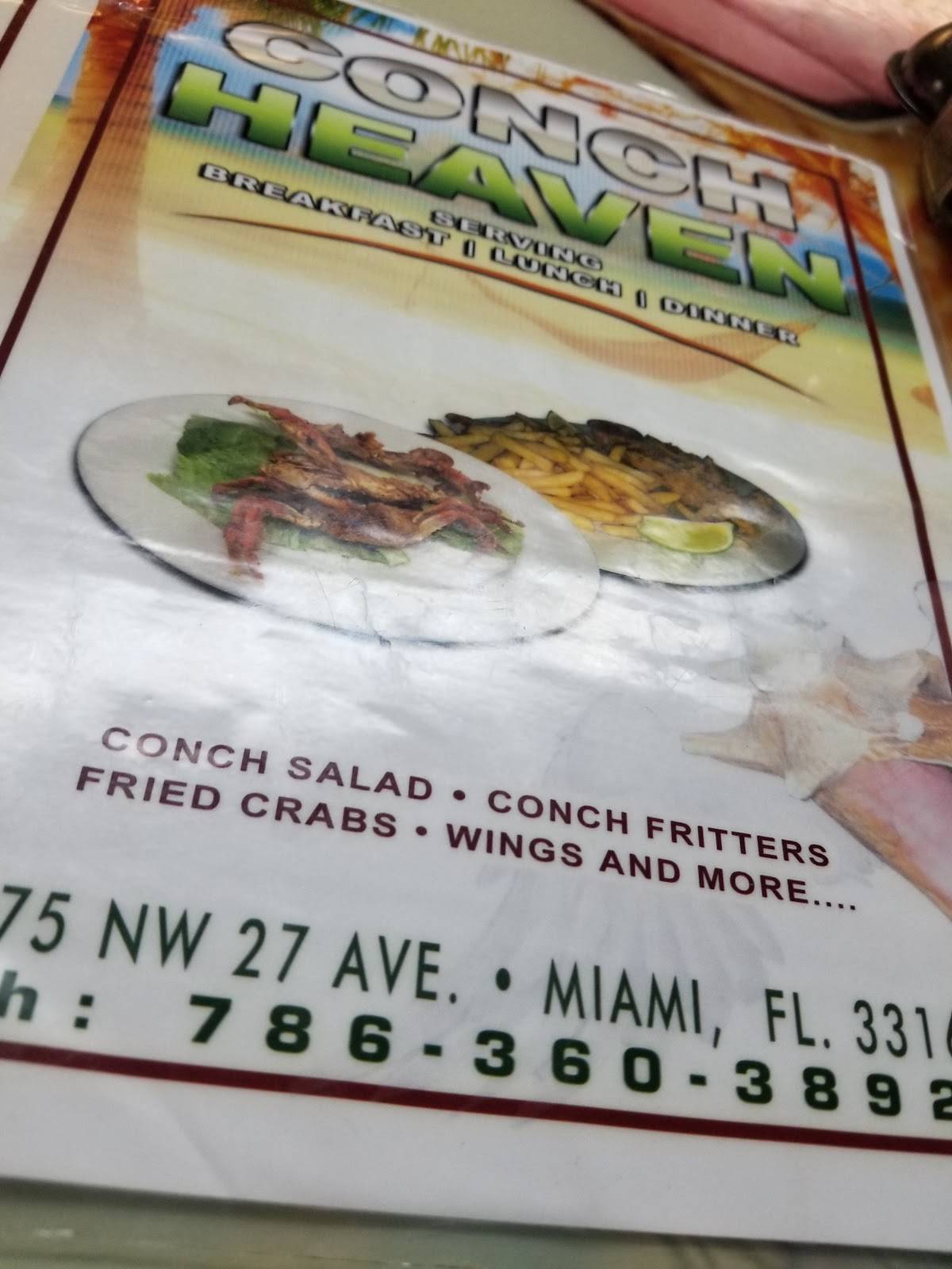 Menu at Conch Heaven restaurant, Miami, NW 27th Ave