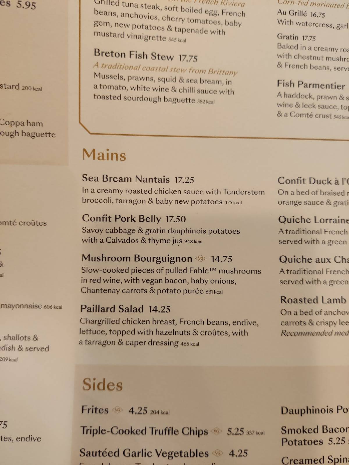 Menu at Côte Chichester restaurant, Chichester