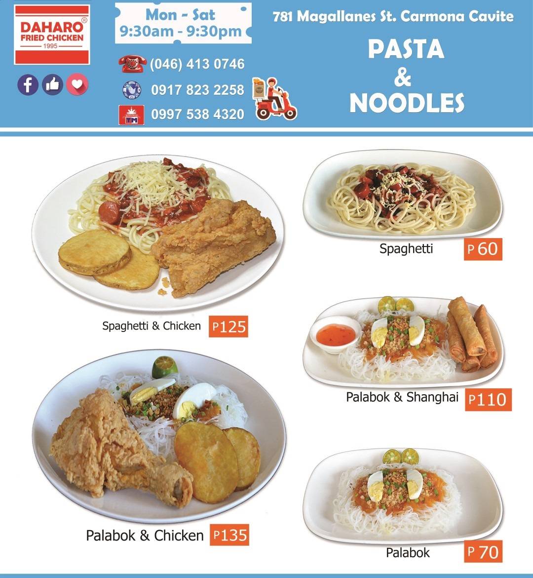 Menu at Daharo Chicken House restaurant, Carmona, Paseo de Carmona