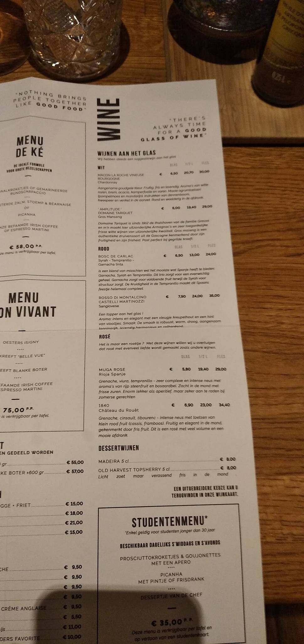 Menu at Restaurant De Ké, Zottegem