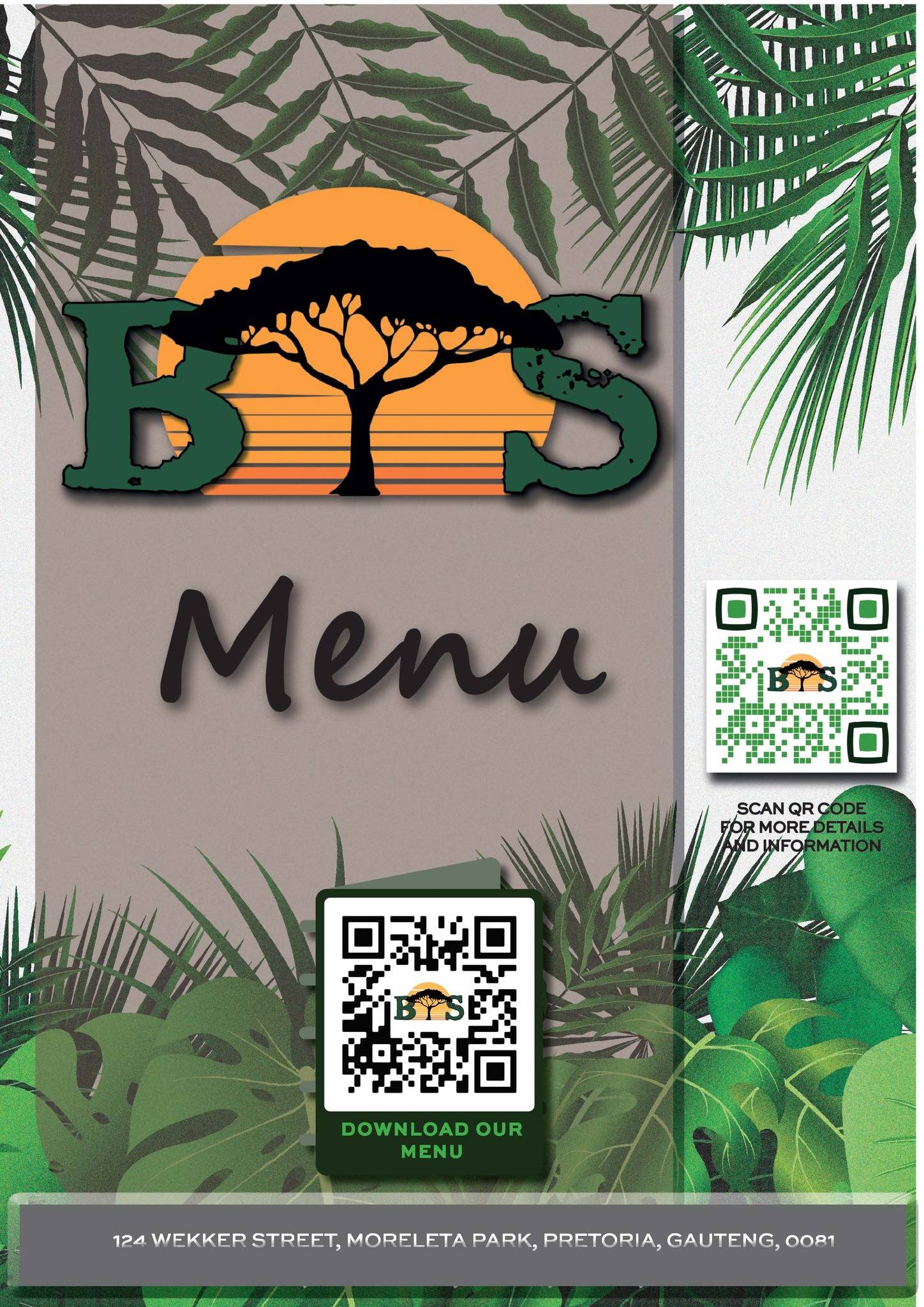 Menu at Die Bos Restaurant & Function Venue, Pretoria