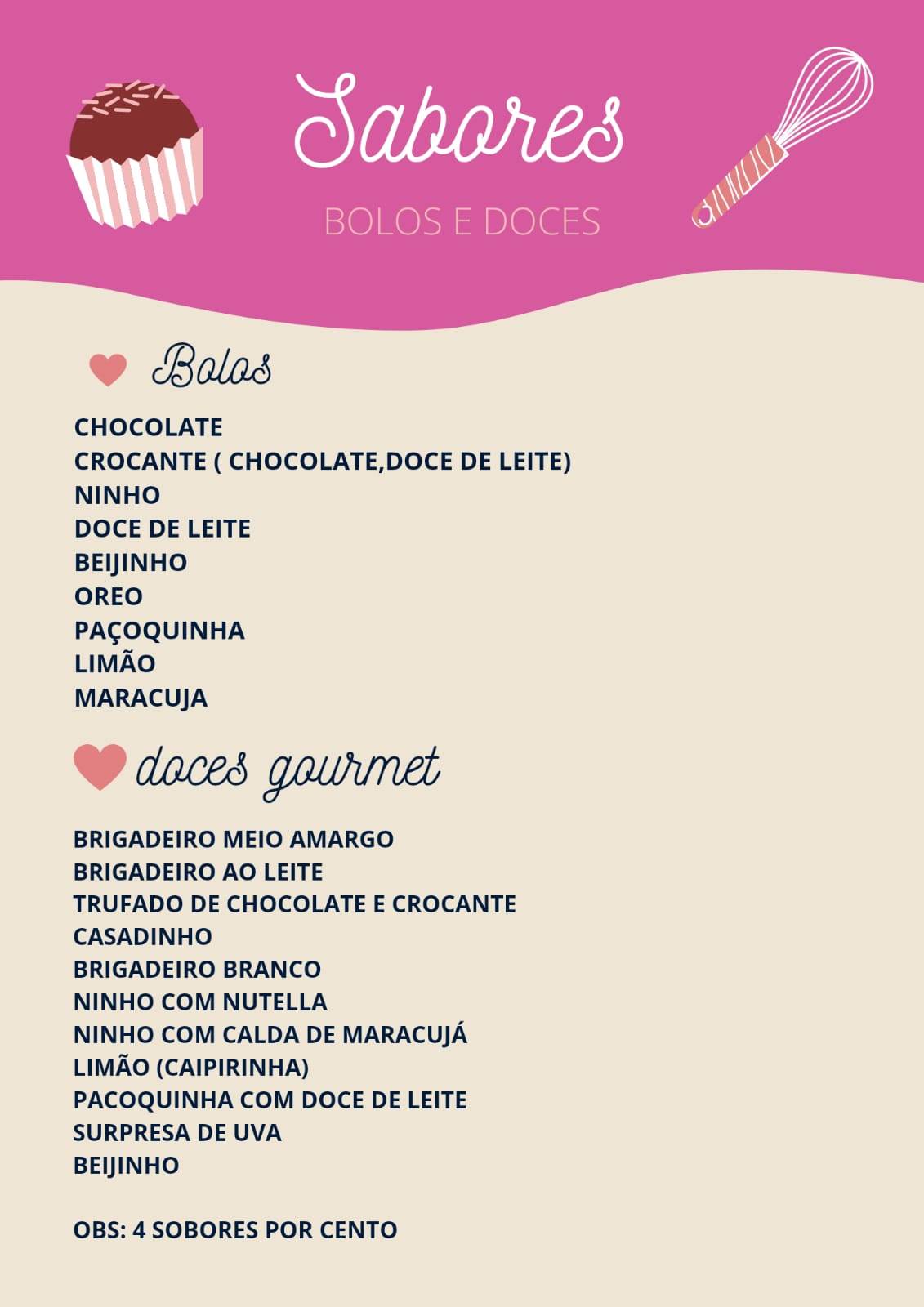 Menu em Doce menina gourmet restaurante, Fortaleza