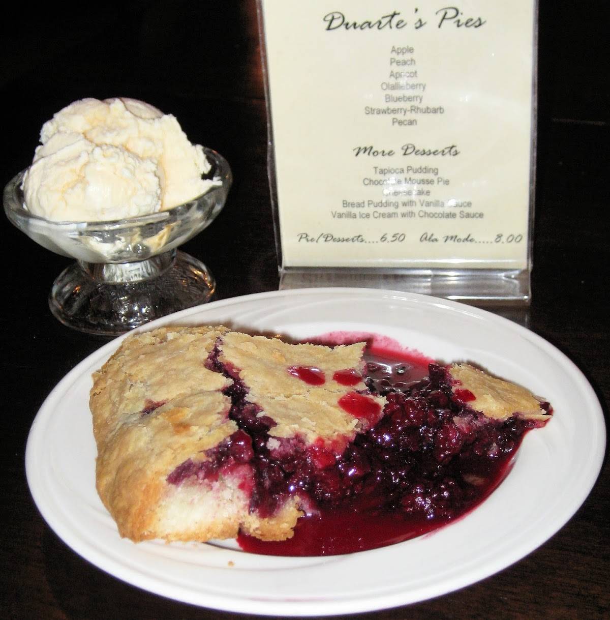 Menu at Duarte's Tavern restaurant, Pescadero
