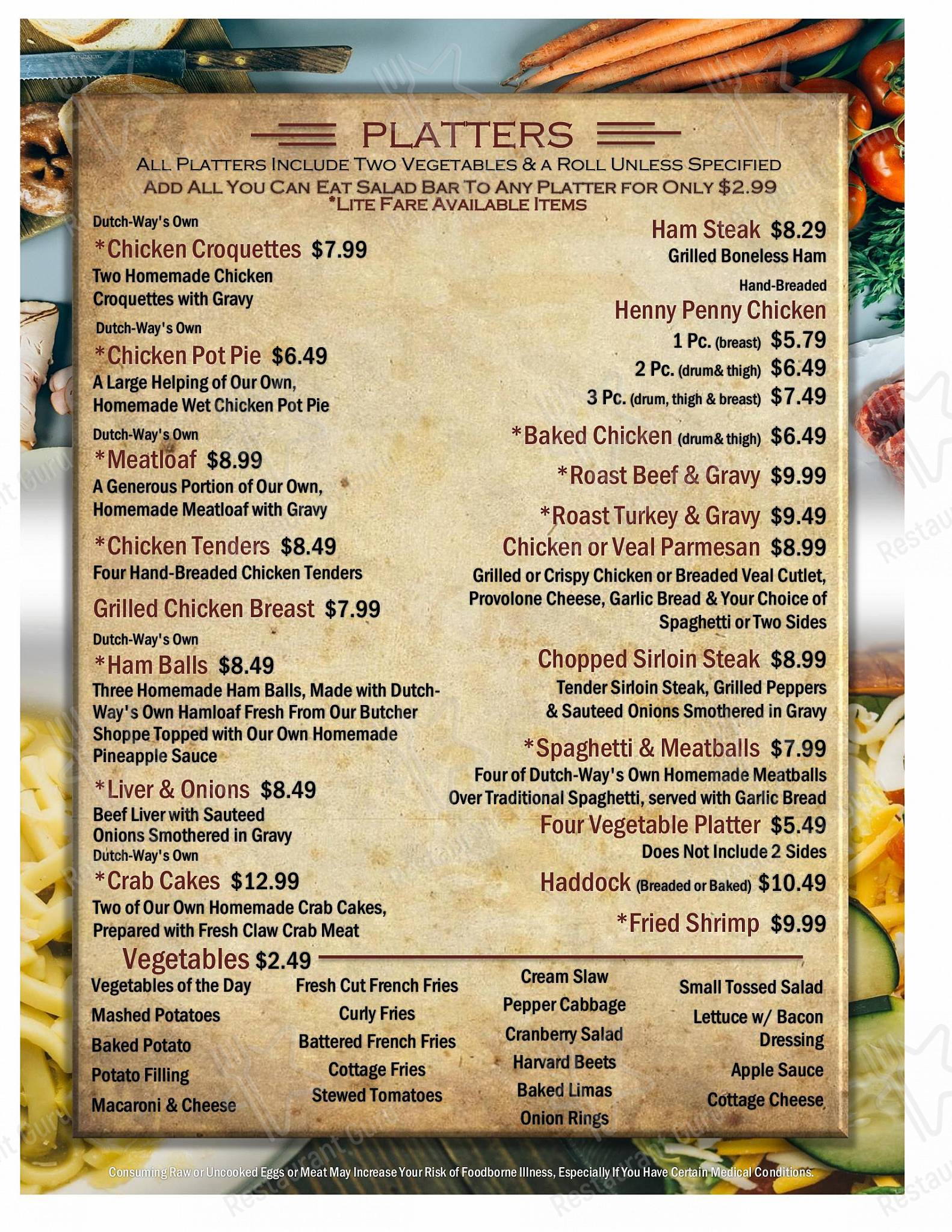 Menu at Dutch-Way Family Restaurant, Myerstown