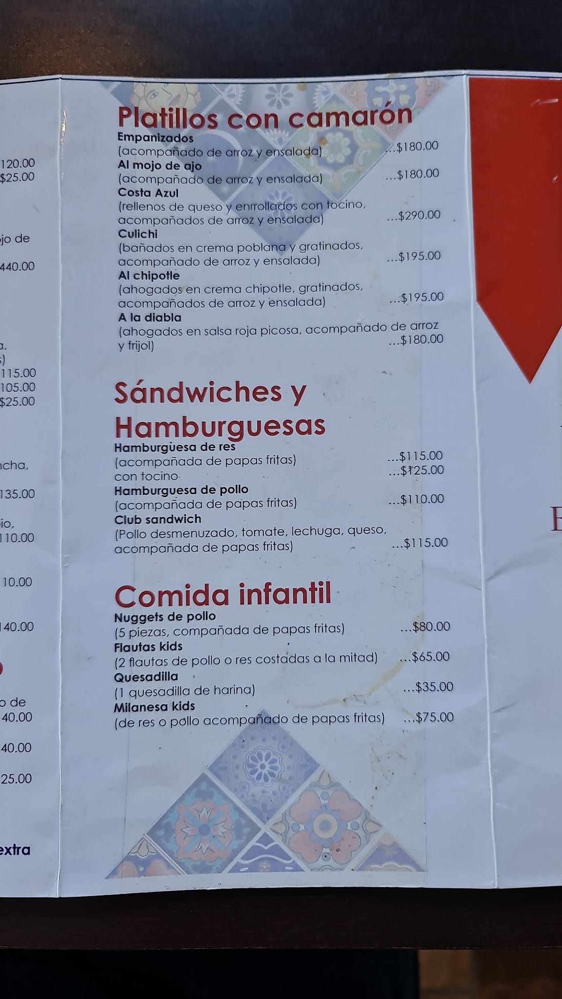 Carta de El Mesón de los Olmos Restaurant, Tijuana, Blvd. Gustavo Díaz ...