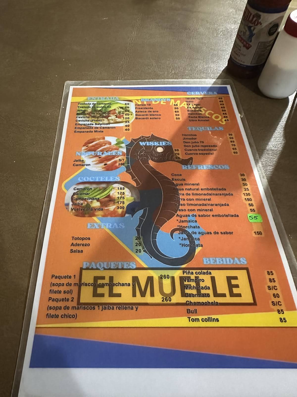 Carta de Restaurant El Muelle, Tampico, 18 de Marzo 502