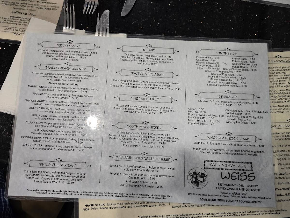 Menu at Fisher’s Deli (formerly Weiss Deli) restaurant, Henderson