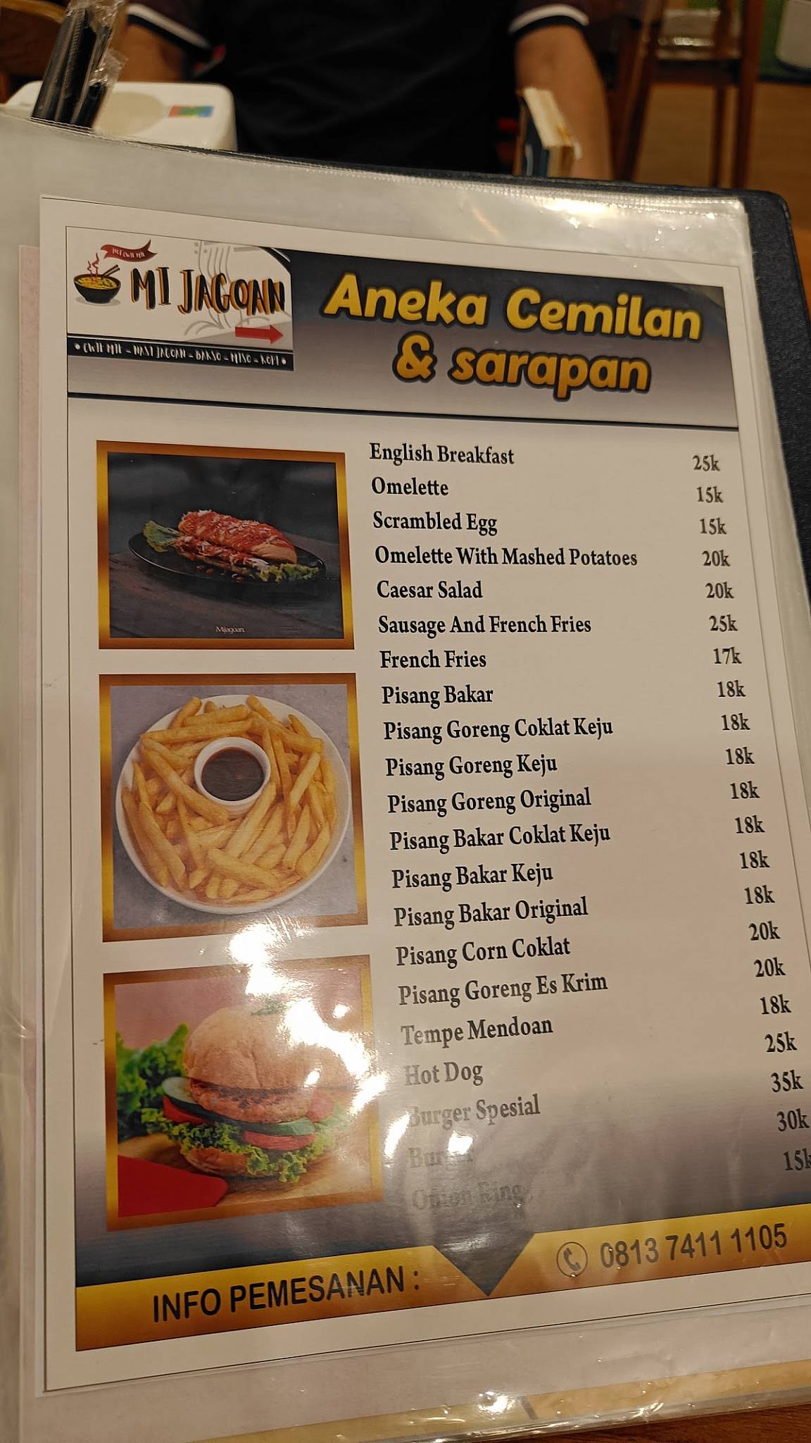 Menu at Food Court Teras Kayu restaurant, Pekanbaru