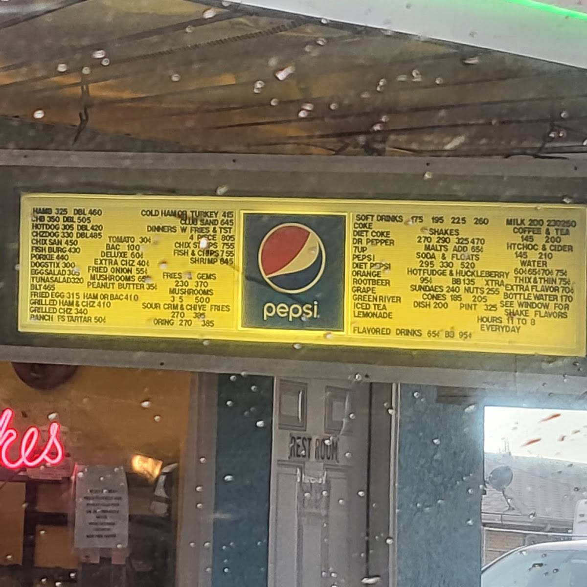 Menu at Ford's Drive-In restaurant, Great Falls