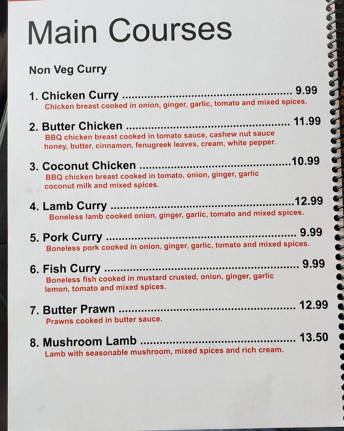 Menu at Ginger Garlic Nepalese Cuisine restaurant, Regina