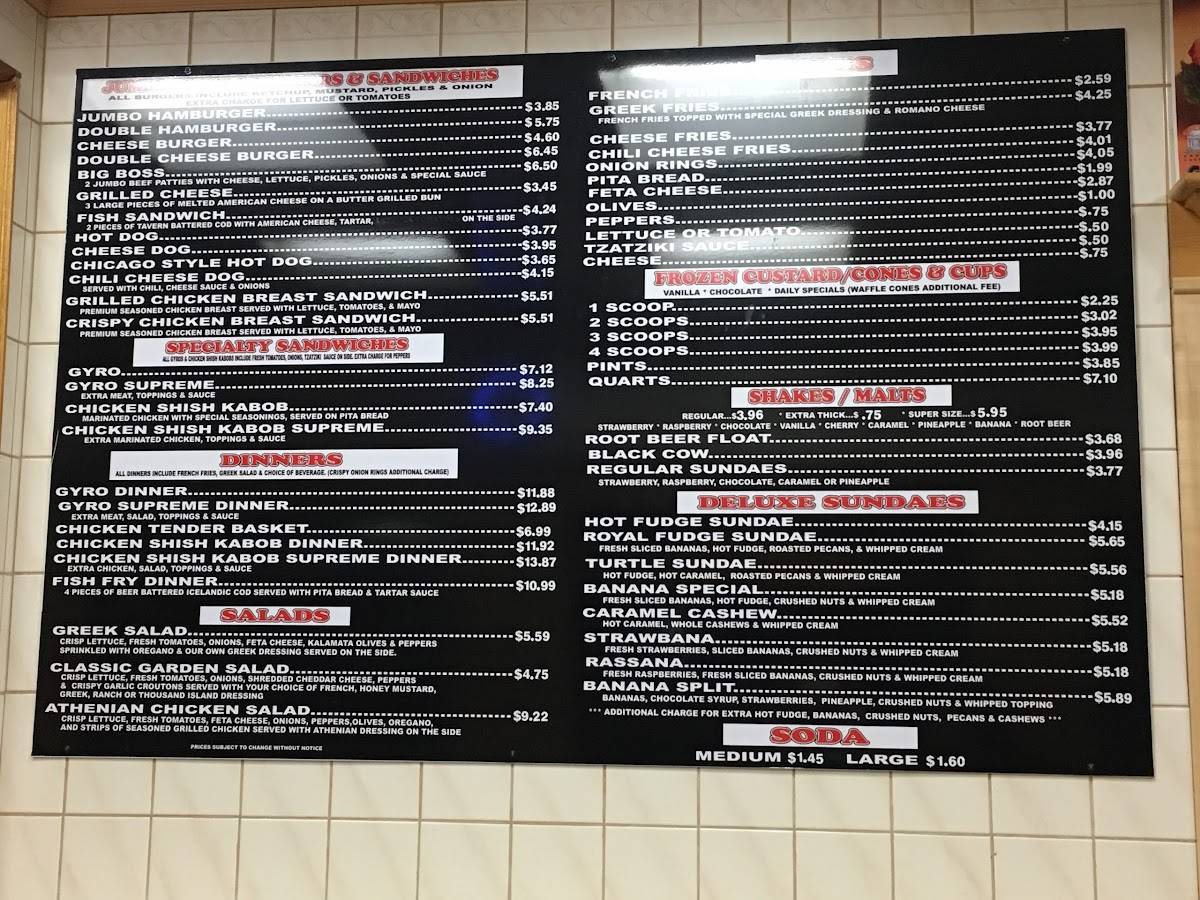 Menu at Golden Gyros restaurant, Milwaukee