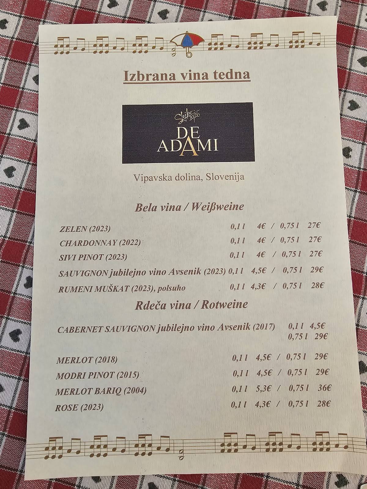 Speisekarte von Gostilna-restavracija Avsenik restaurant, Begunje