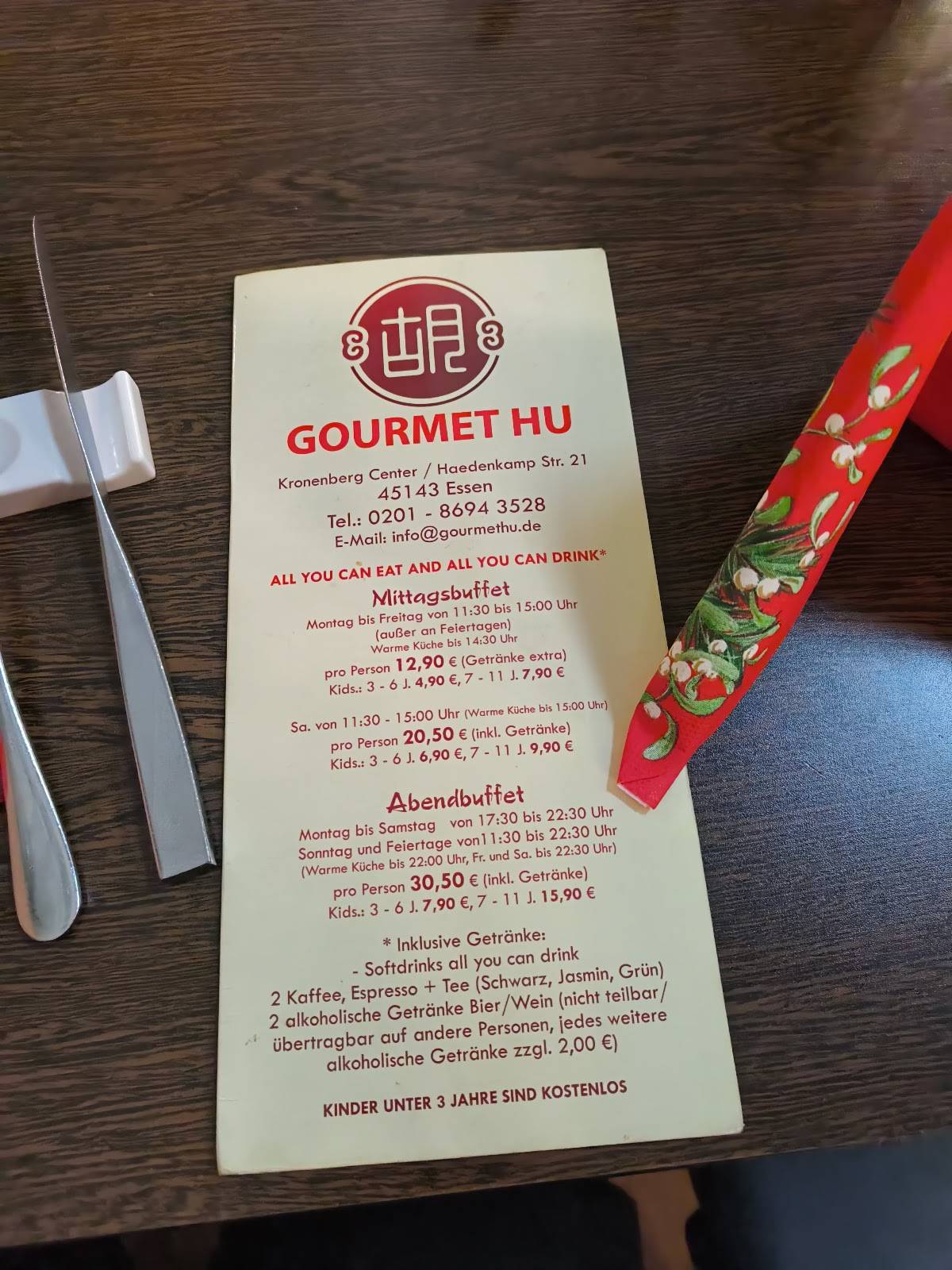 Restaurant Gourmet Hu Menu