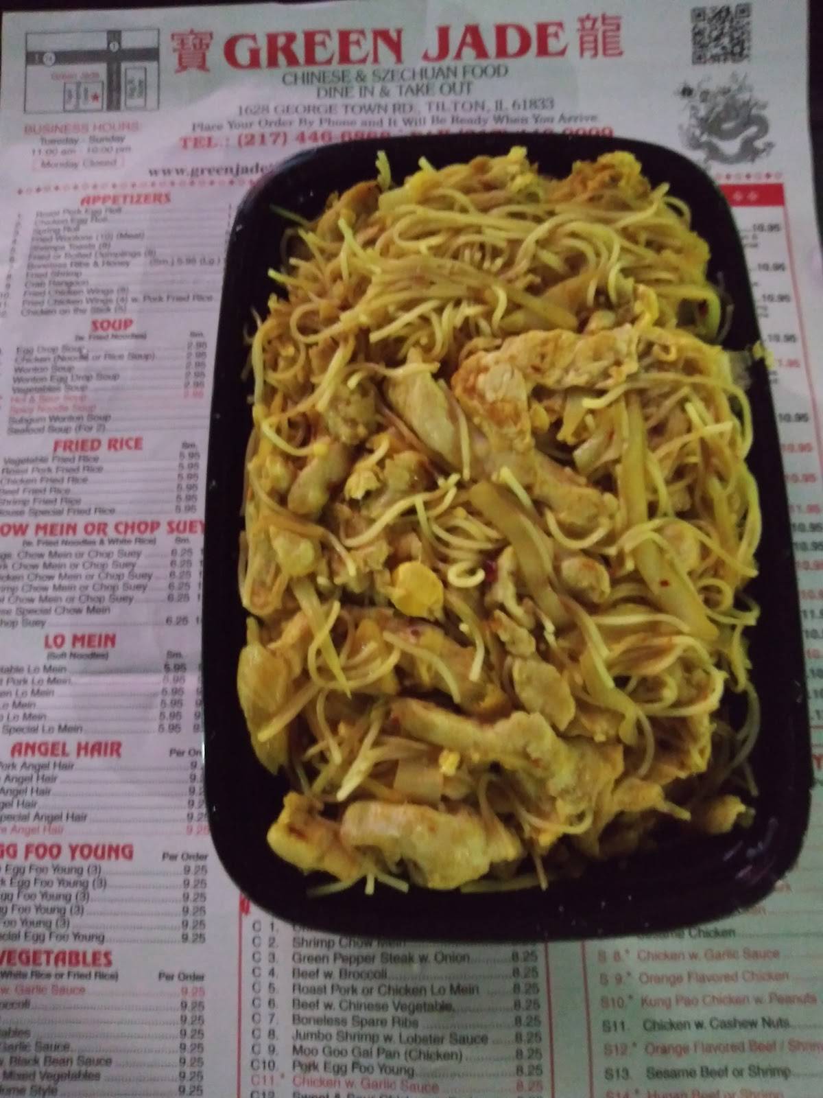 Menu at Green Jade Chinese restaurant, Tilton