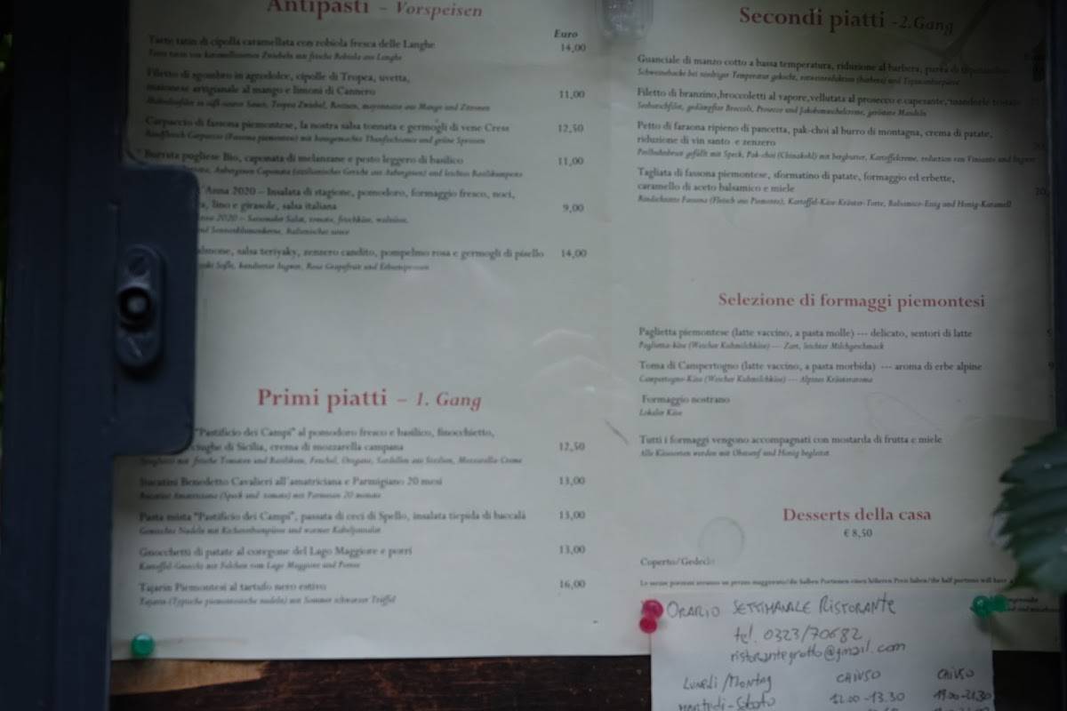 Menu da Grotto Sant'Anna ristorante, Cannobio