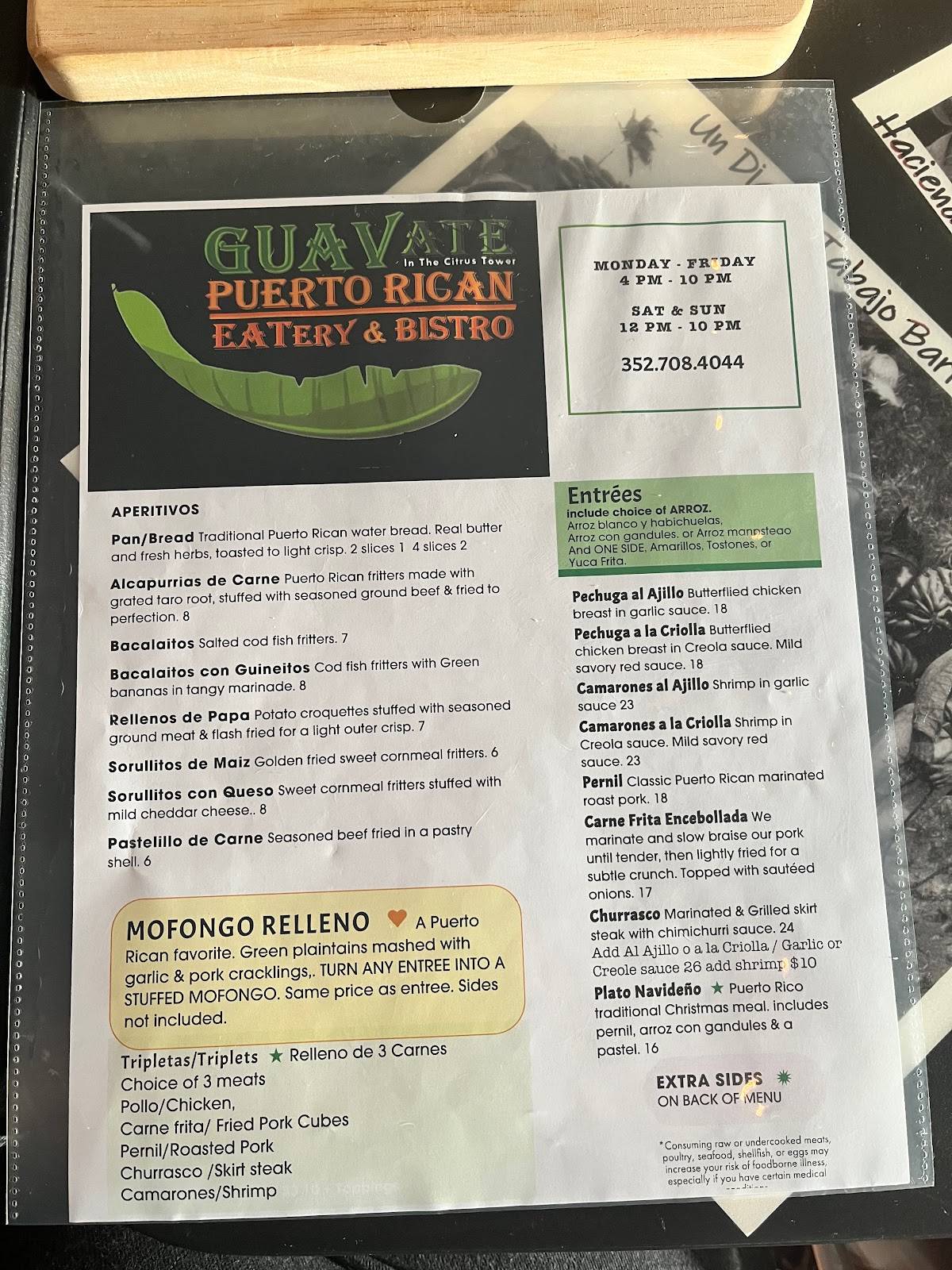 Menu at Guavate Puerto Rican Eatery & Bistro restaurant, Clermont, 139 ...