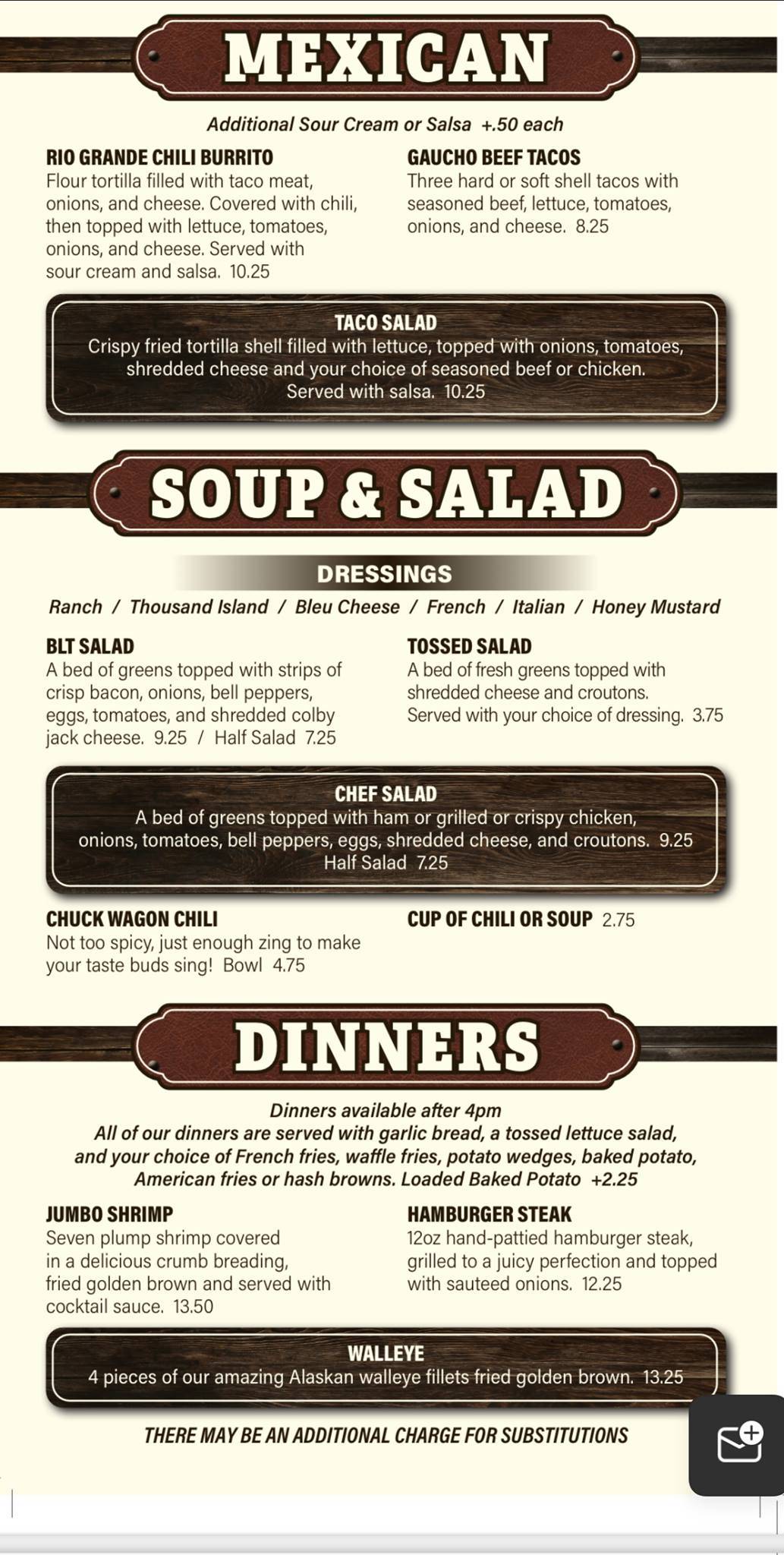 Menu at Half Pint Saloon restaurant, Waterloo