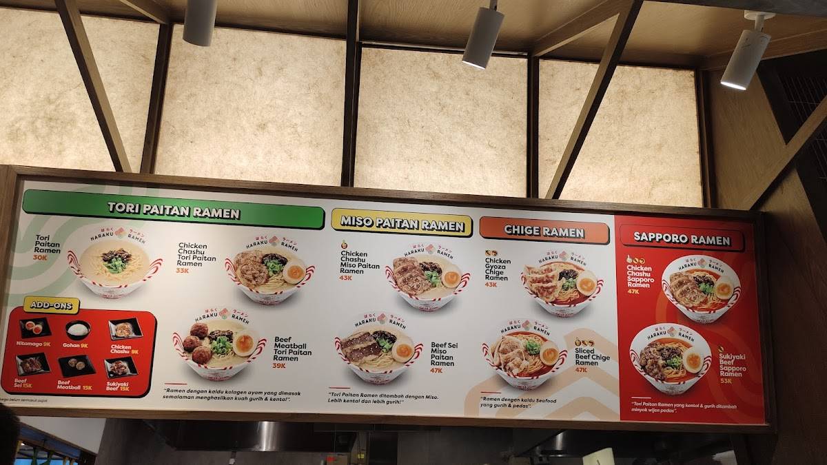 Menu at Haraku Ramen Halal, AEON Mall Deltamas restaurant, Bekasi Regency