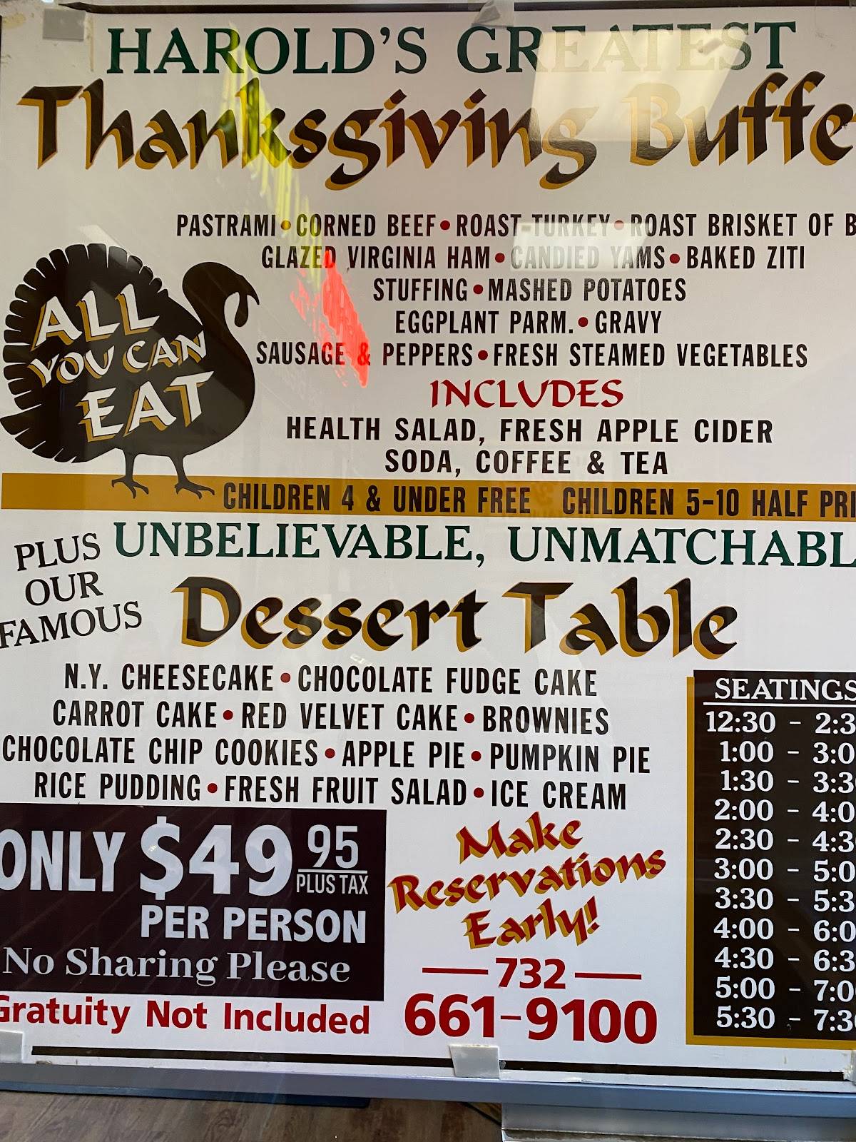 Menu at Harold's New York Deli restaurant, Edison, King Georges Post Rd