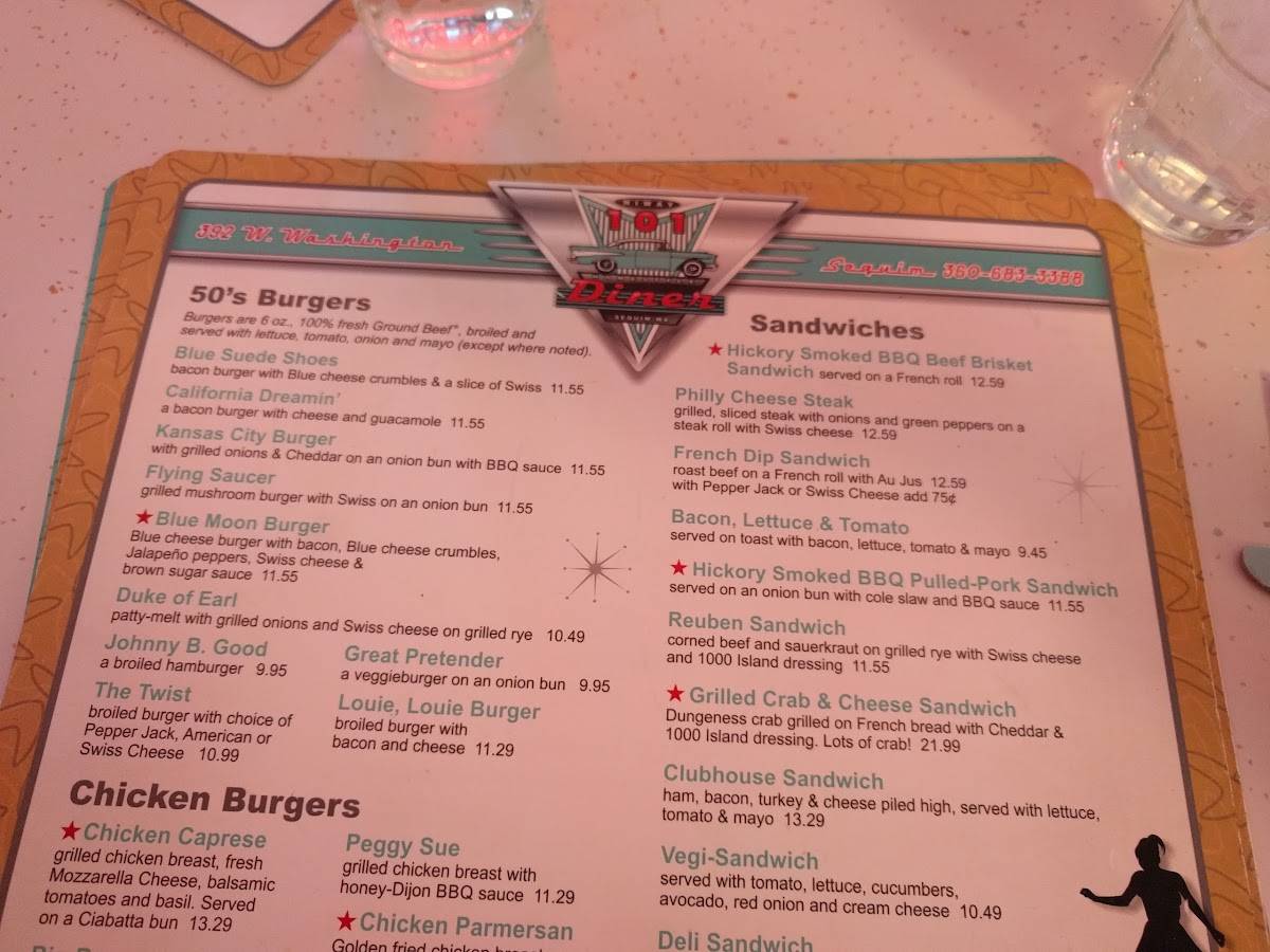 Menu at Hi-Way 101 Diner restaurant, Sequim, 392 W Washington St