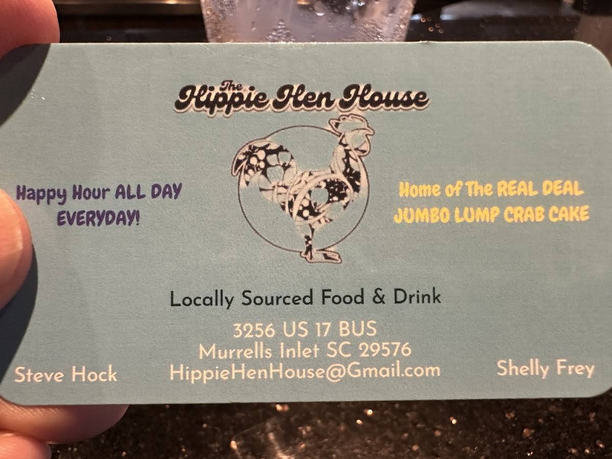 Menu at Hippie Hen House restaurant, Murrells Inlet, US-17 BUS