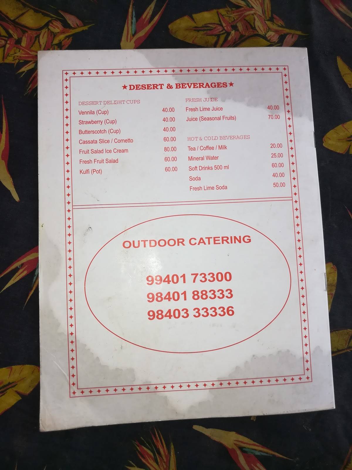 Menu at HOT KITCHEN RESTAURANT ECR, Chennai, 78 & 79