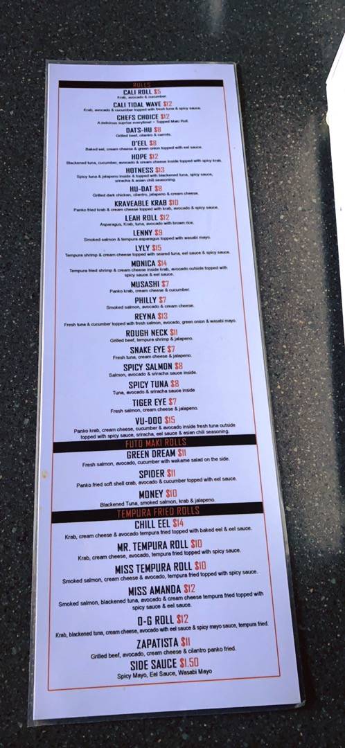 Menu at Hu-Dat Noodle House restaurant, Corpus Christi, S Staples St #102