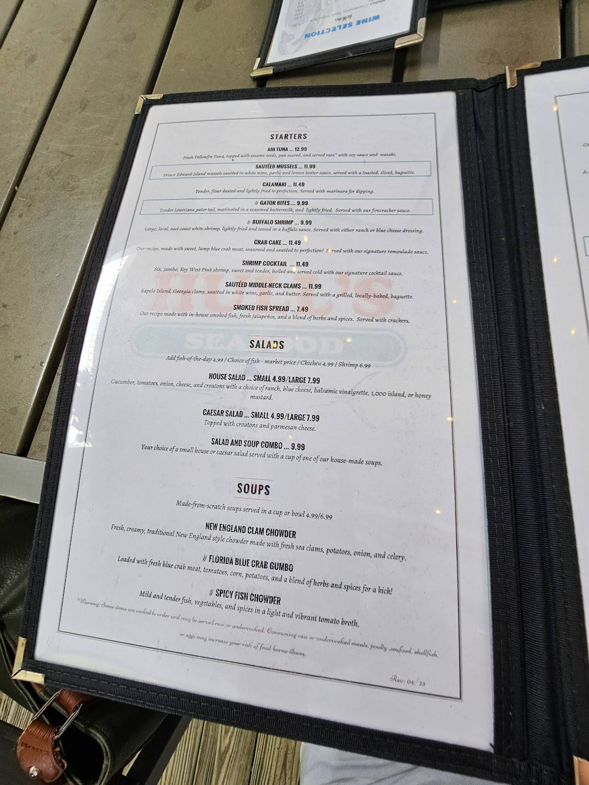 Menu at Hull's Seafood Restaurant, Ormond Beach, 111 W Granada Blvd