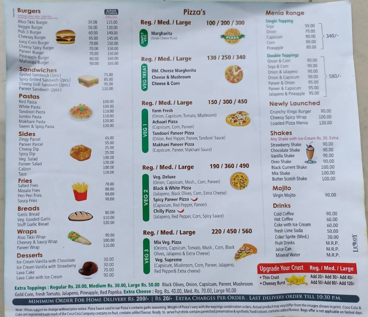 Menu at Hungry Point, Gadarpur