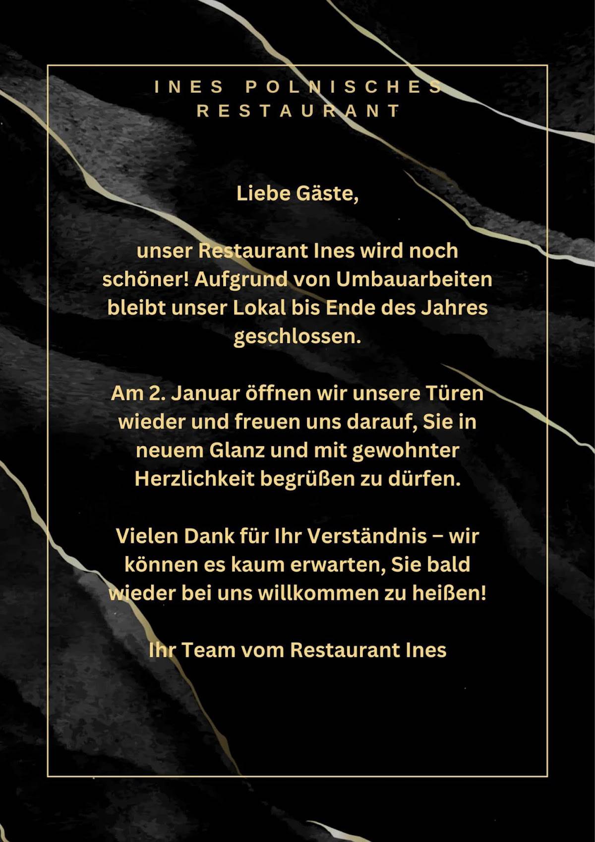Speisekarte von INES - Restaurant, Straubing