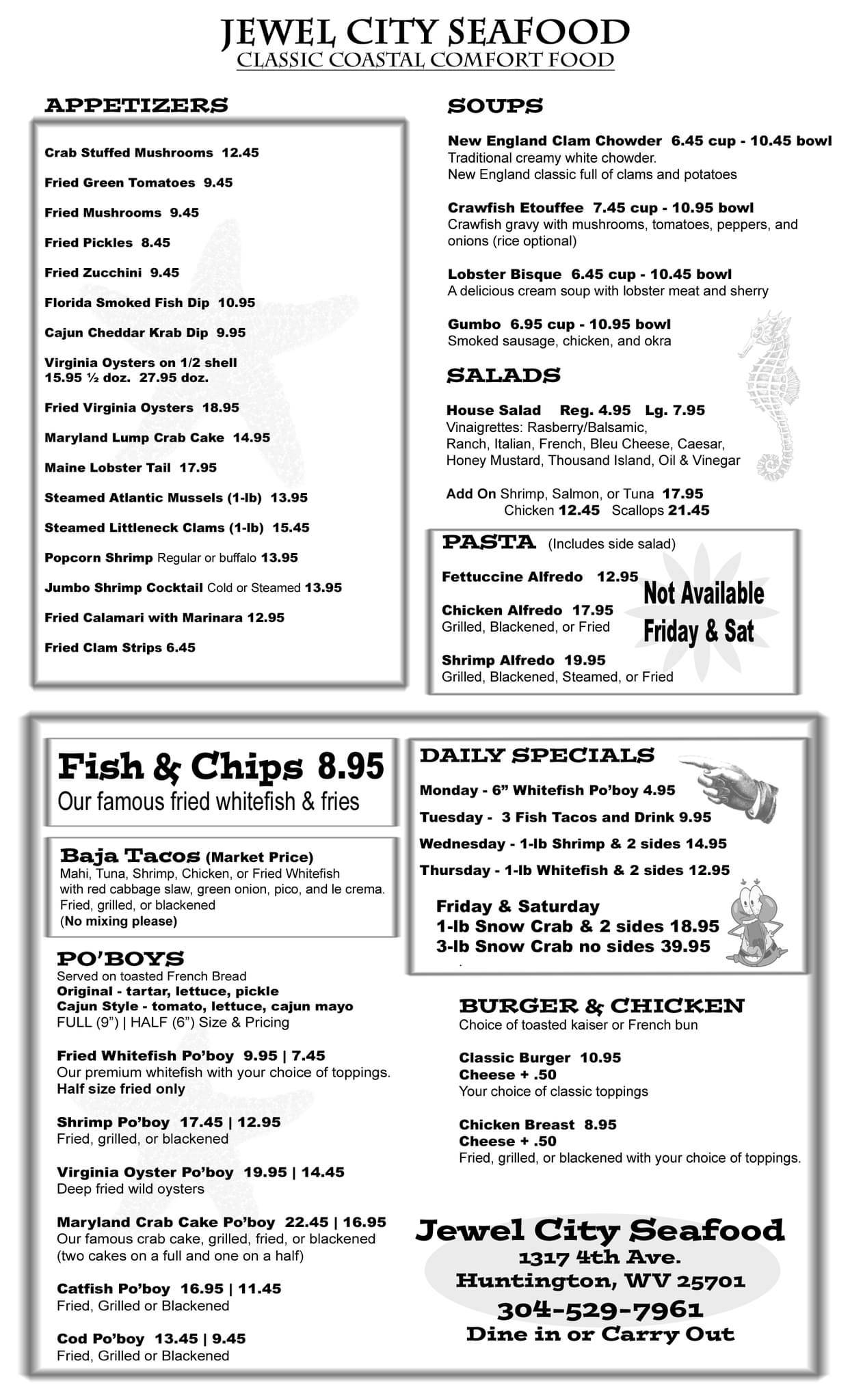 Menu at Jewel City Seafood Restaurant & Market, Huntington