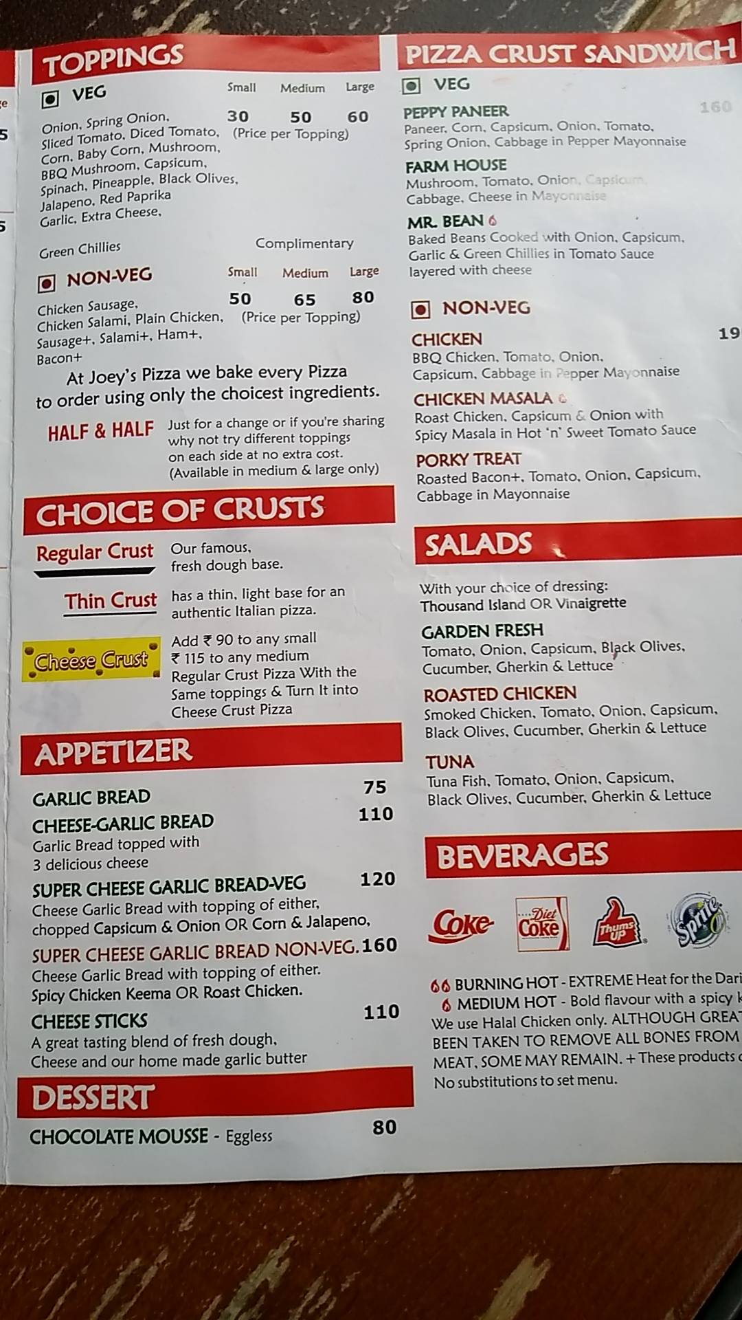 Menu at Joey's Pizza, Mumbai, Shop-1