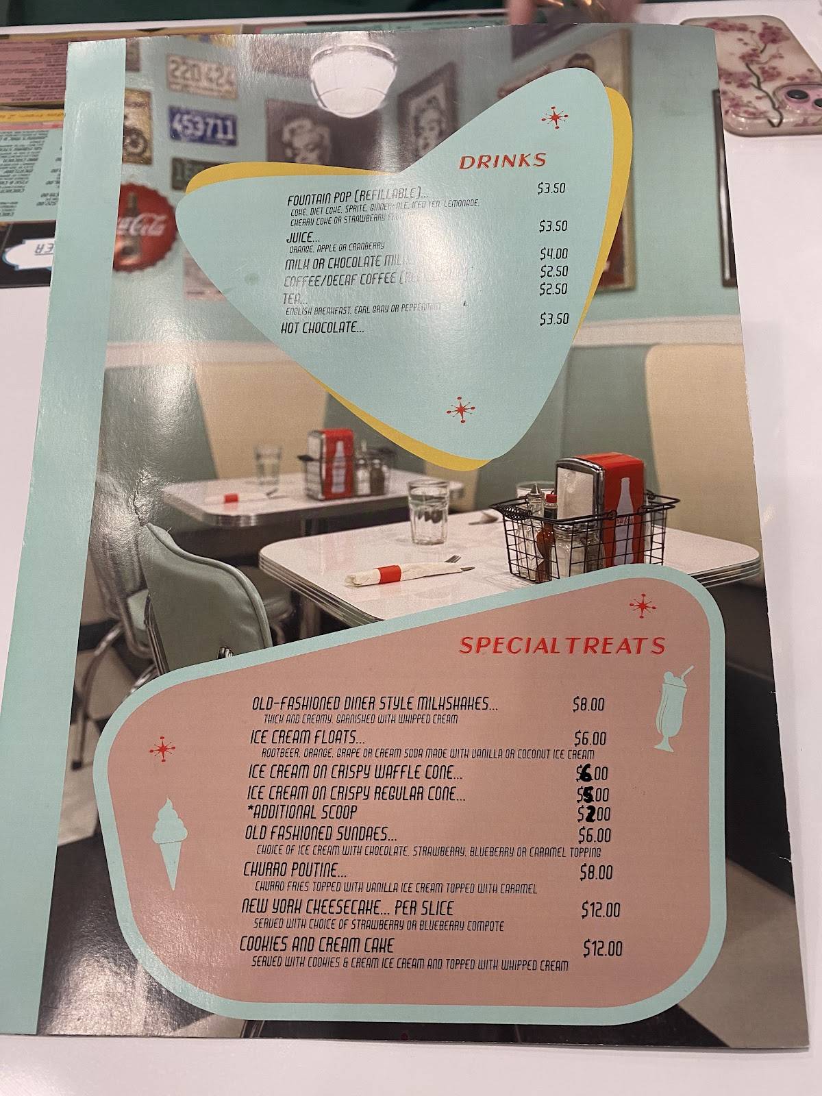 Menu at Johnny's Jukebox Diner restaurant, Chilliwack