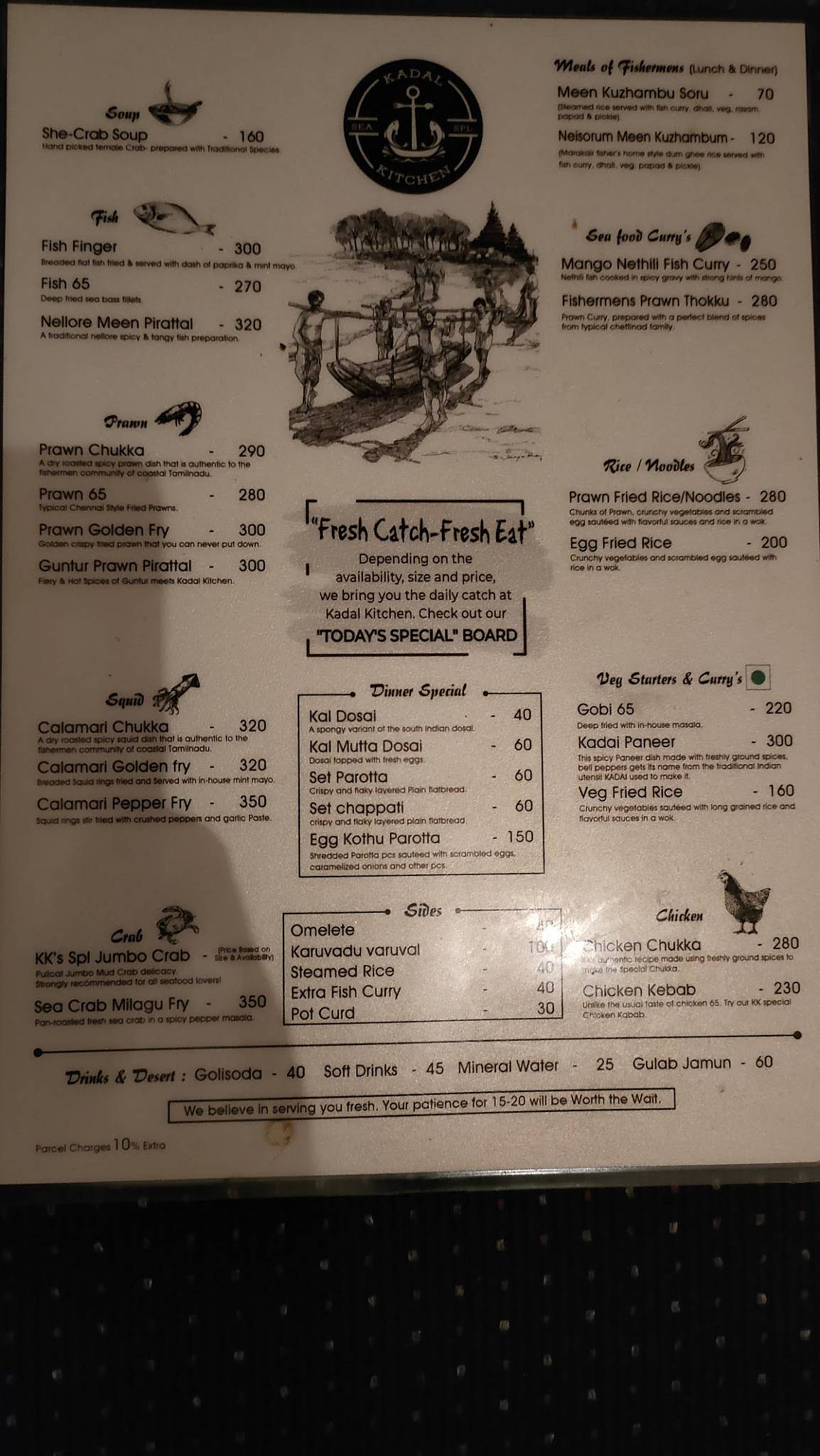 Menu at KADAL KITCHEN (T.Nagar), Chennai, 1/10 1st street